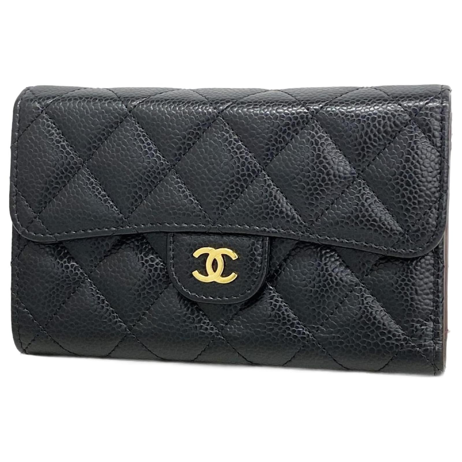 Chanel Tri-fold Long Wallet in Black Grained Calfskin ref.2214838 ...