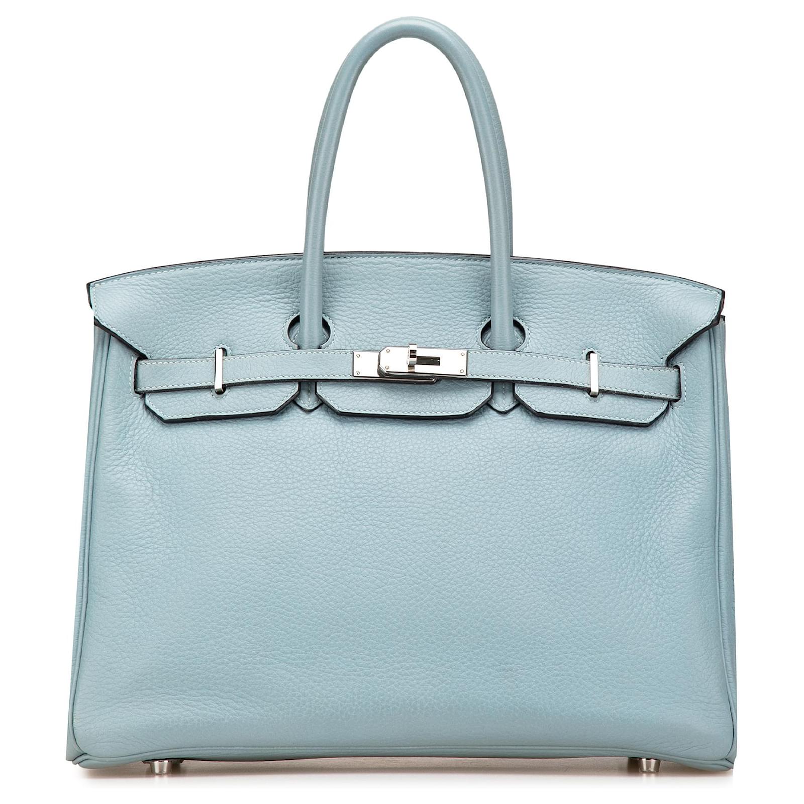 Hermès Blue Clemence Birkin Retourne 35 Light blue Leather Pony-style ...