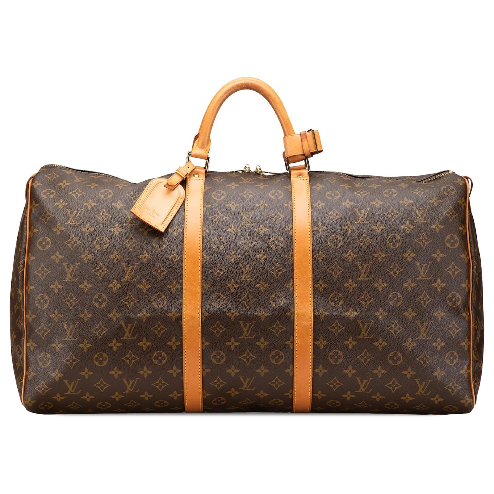 Louis Vuitton Brown Monogram Keepall 60 Leather Cloth ref.2217918 - Joli Closet
