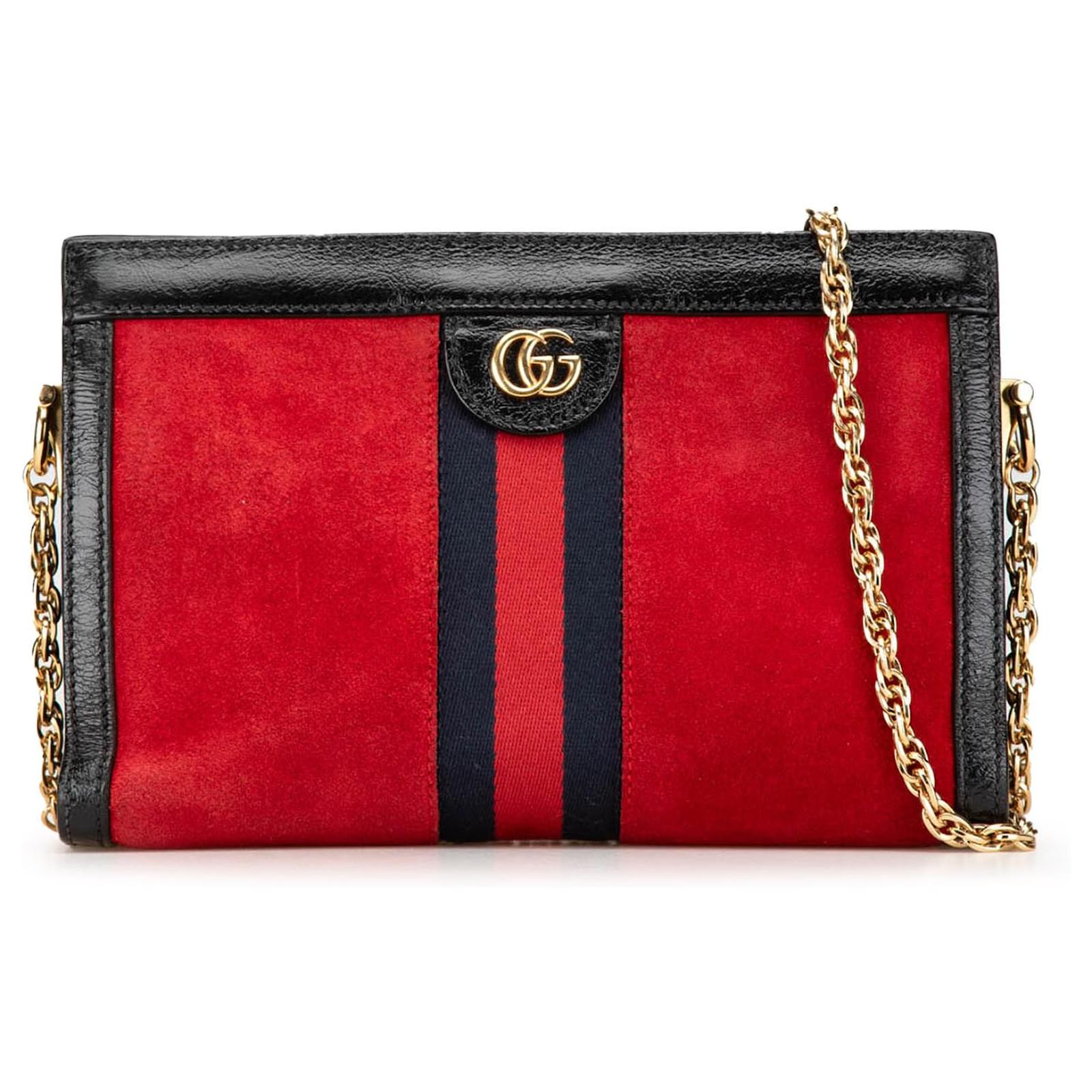 Gucci Red Small Suede Ophidia Chain Crossbody Leather ref.2217941 ...