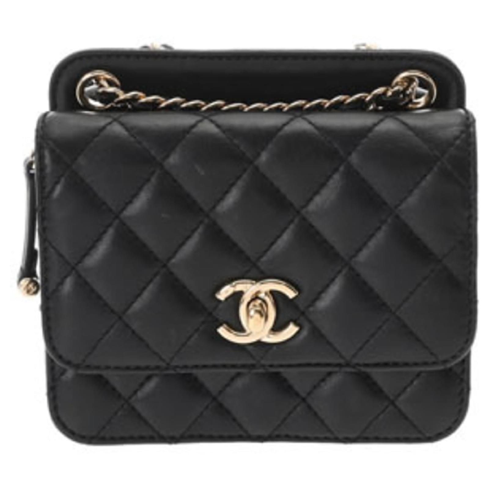 Chanel Matelasse Mini Chain Shoulder Bag Black Leather ref.2218555 ...