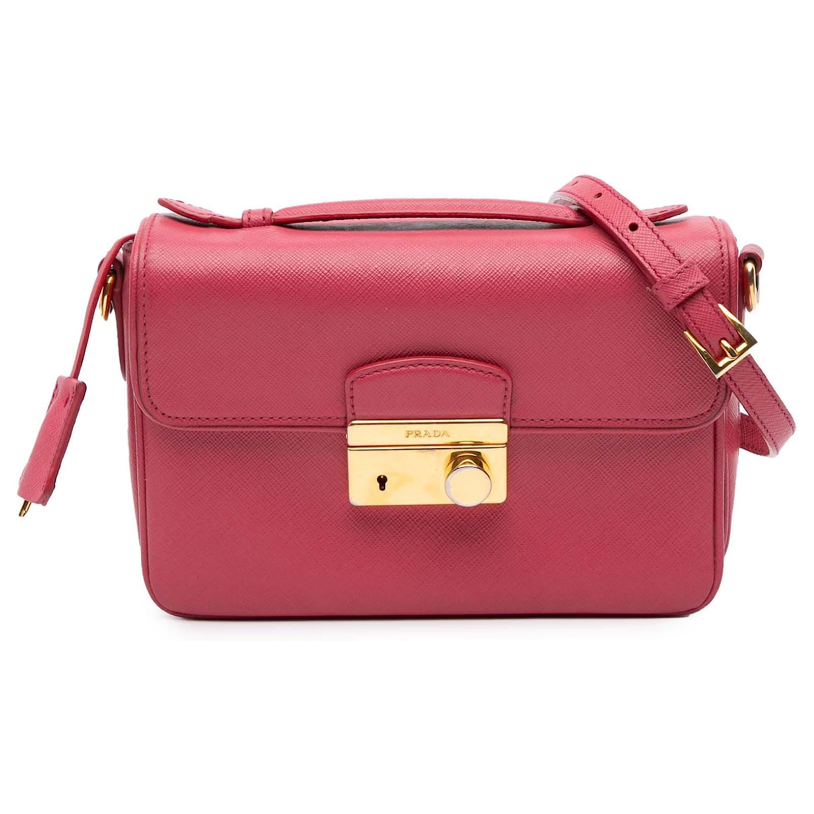 Prada Pink Saffiano Sound Lock Satchel Leather ref.2218755 - Joli Closet
