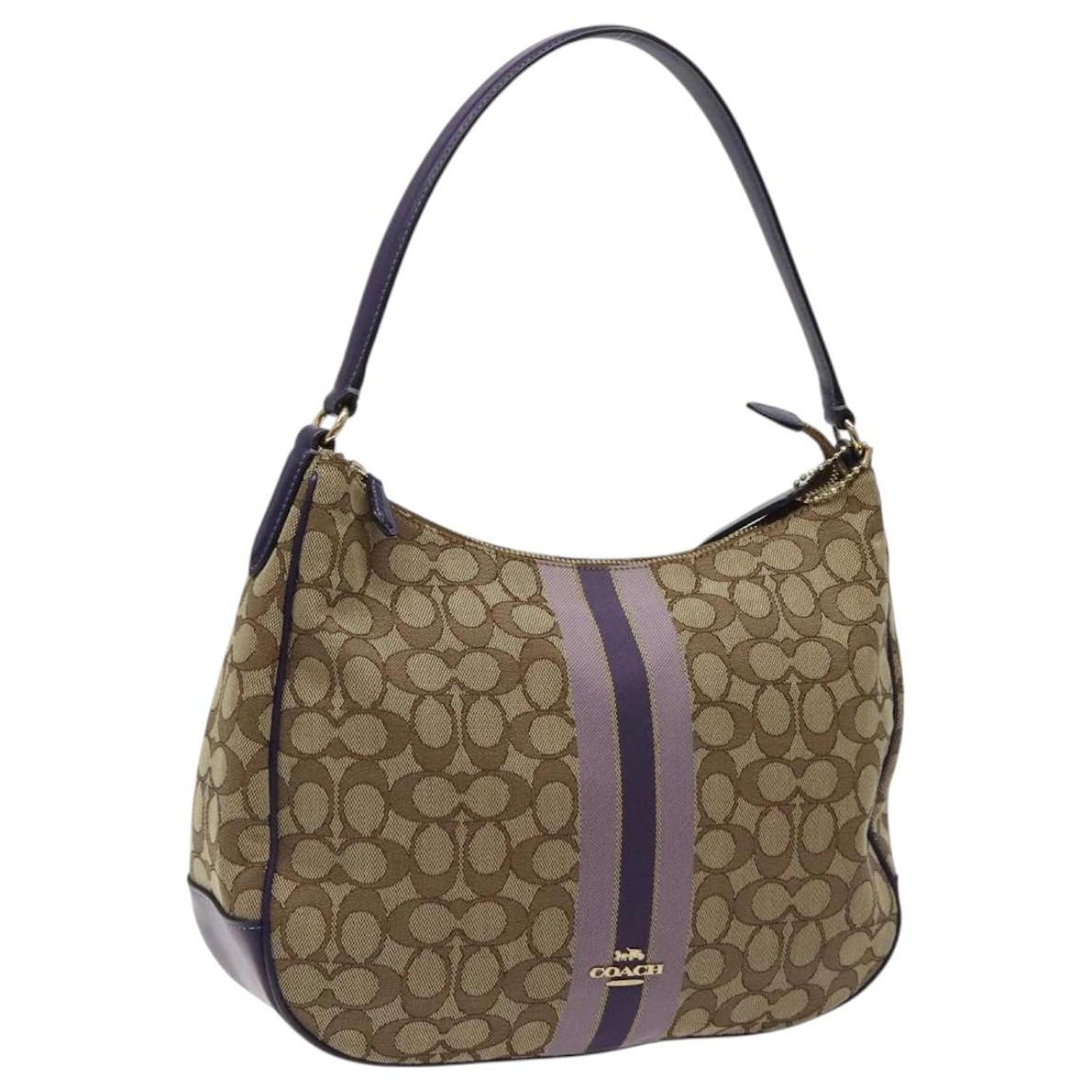 Coach Signature Shoulder Bag Canvas Beige Gold Auth yk18095 Golden ...