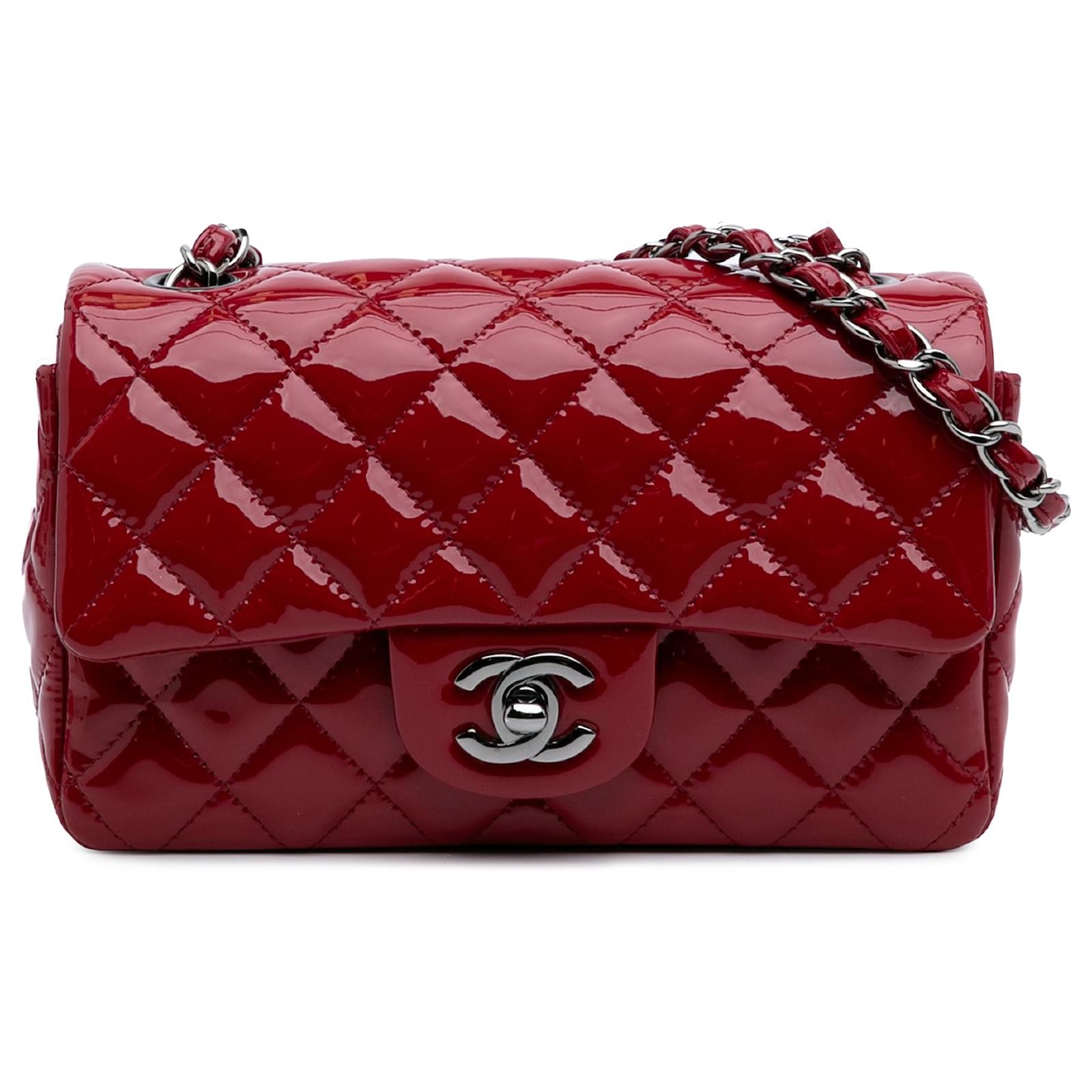 Chanel Red Mini Rectangular Classic Patent Single Flap (Sold) - Joli Closet