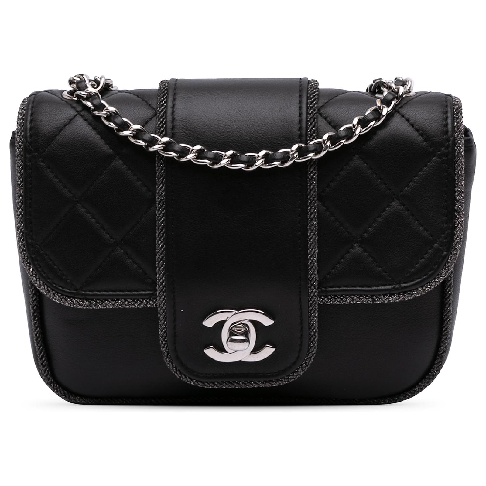 Chanel Black Mini Quilted Lambskin and Metallic Trim Elementary Chic ...