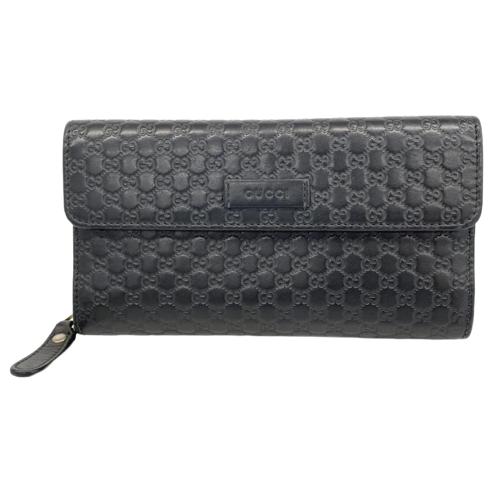 Gucci Tri-fold Long Wallet Black Leather ref.2221205 - Joli Closet