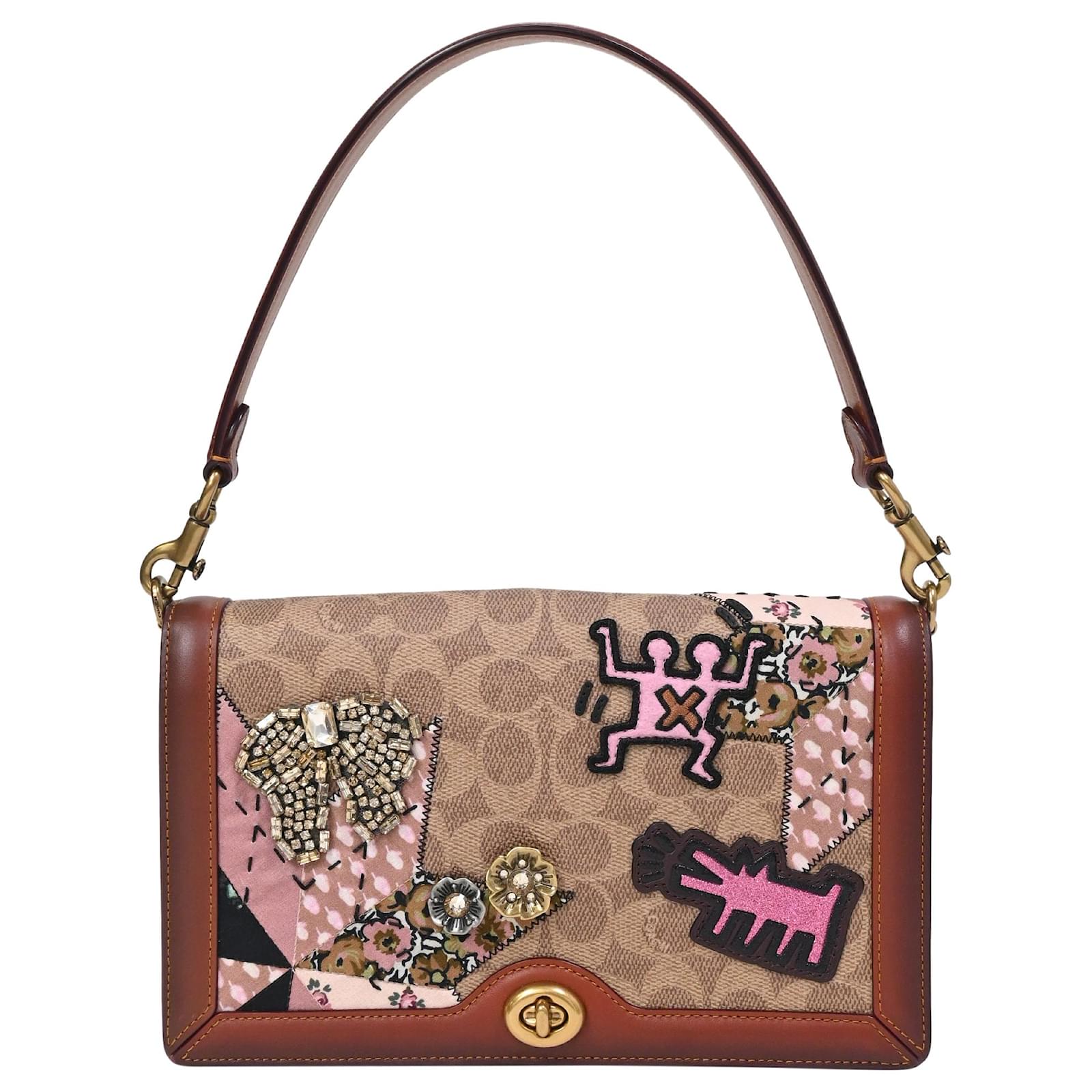 Coach x Keith Haring Riley Crossbody Bag in Brown Coated Canvas Cloth ...
