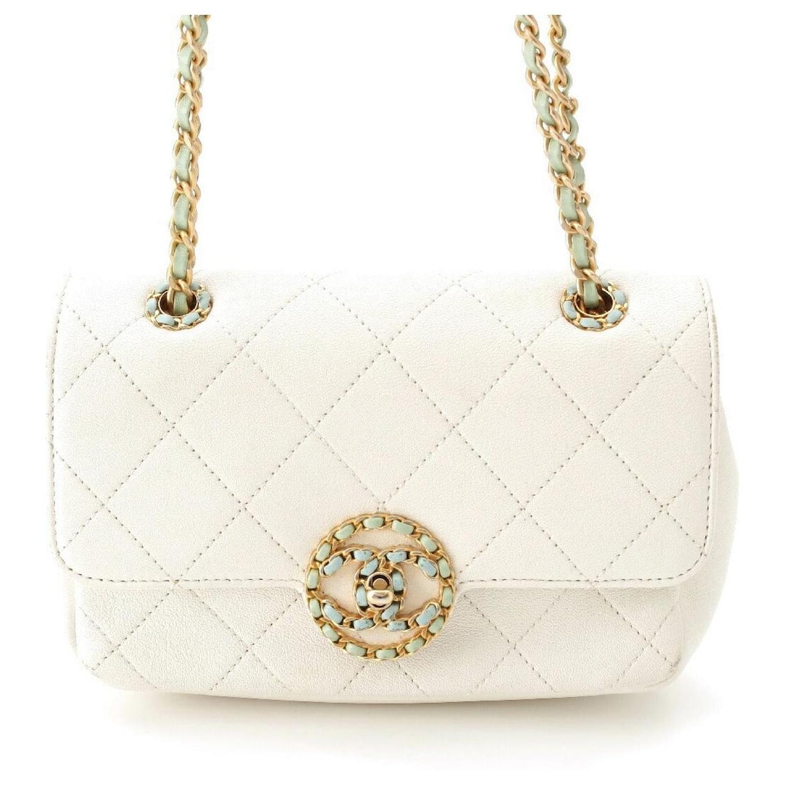 Chanel Calfskin Circle Coco Single Flap Shoulder Bag White Leather Pony ...
