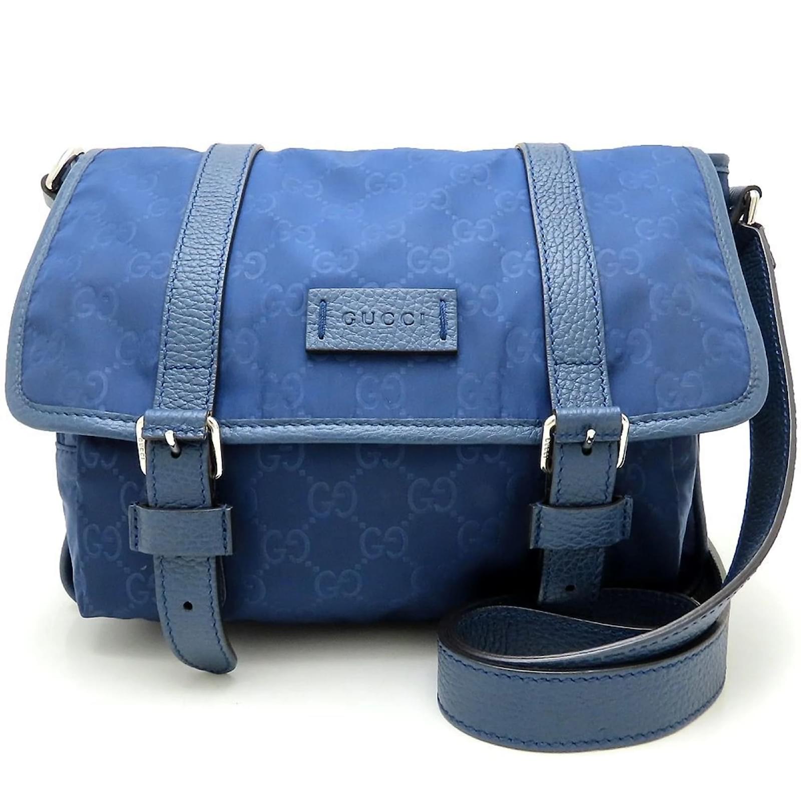 Gucci Navy Shoulder Bag Navy blue Leather Nylon ref.2224183 - Joli Closet