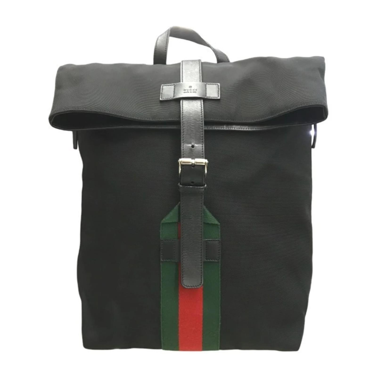 Gucci Sherry Line Canvas and Leather Backpack Black Cloth ref.2224500 ...