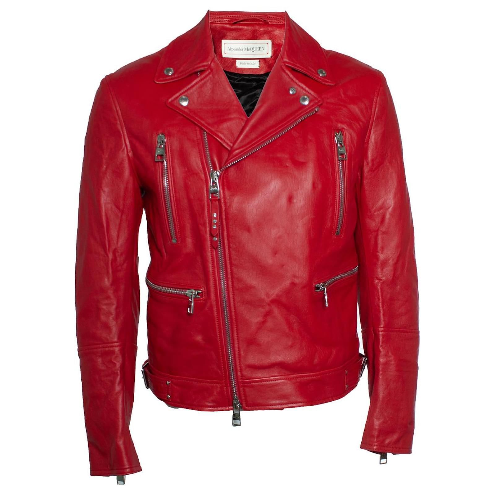 Alexander McQueen, Red leather biker jacket ref.2229685 - Joli Closet