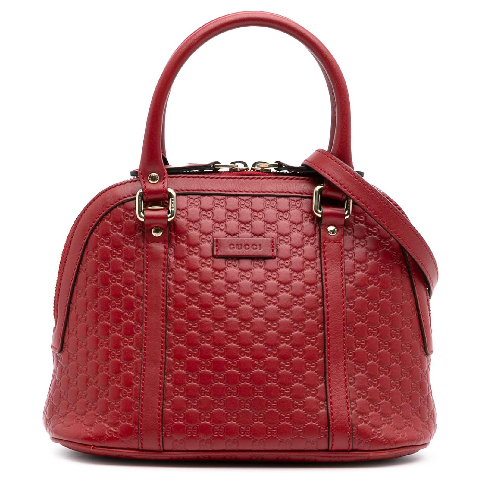 Gucci Red Mini Microguccissima Dome Satchel Leather Pony-style calfskin ...