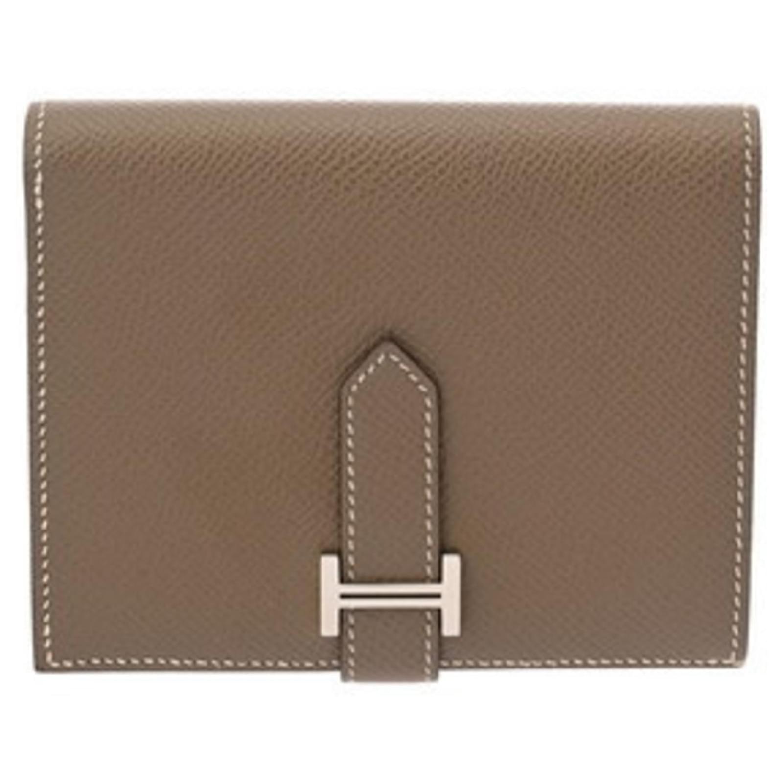 Hermès Hermes Bearn Compact Bi-fold Wallet Taupe Leather ref.2230410 ...