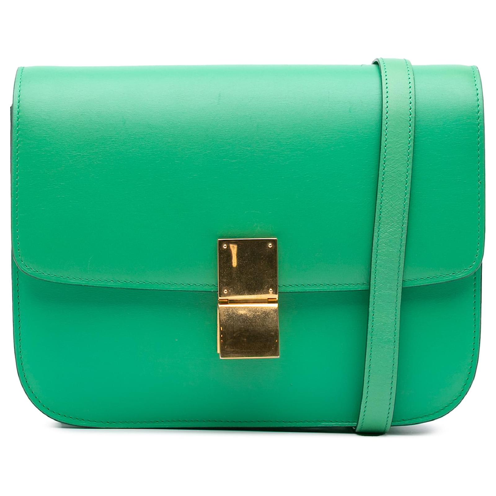 Céline Celine Green Medium Calfskin Classic Box Light green Leather ...