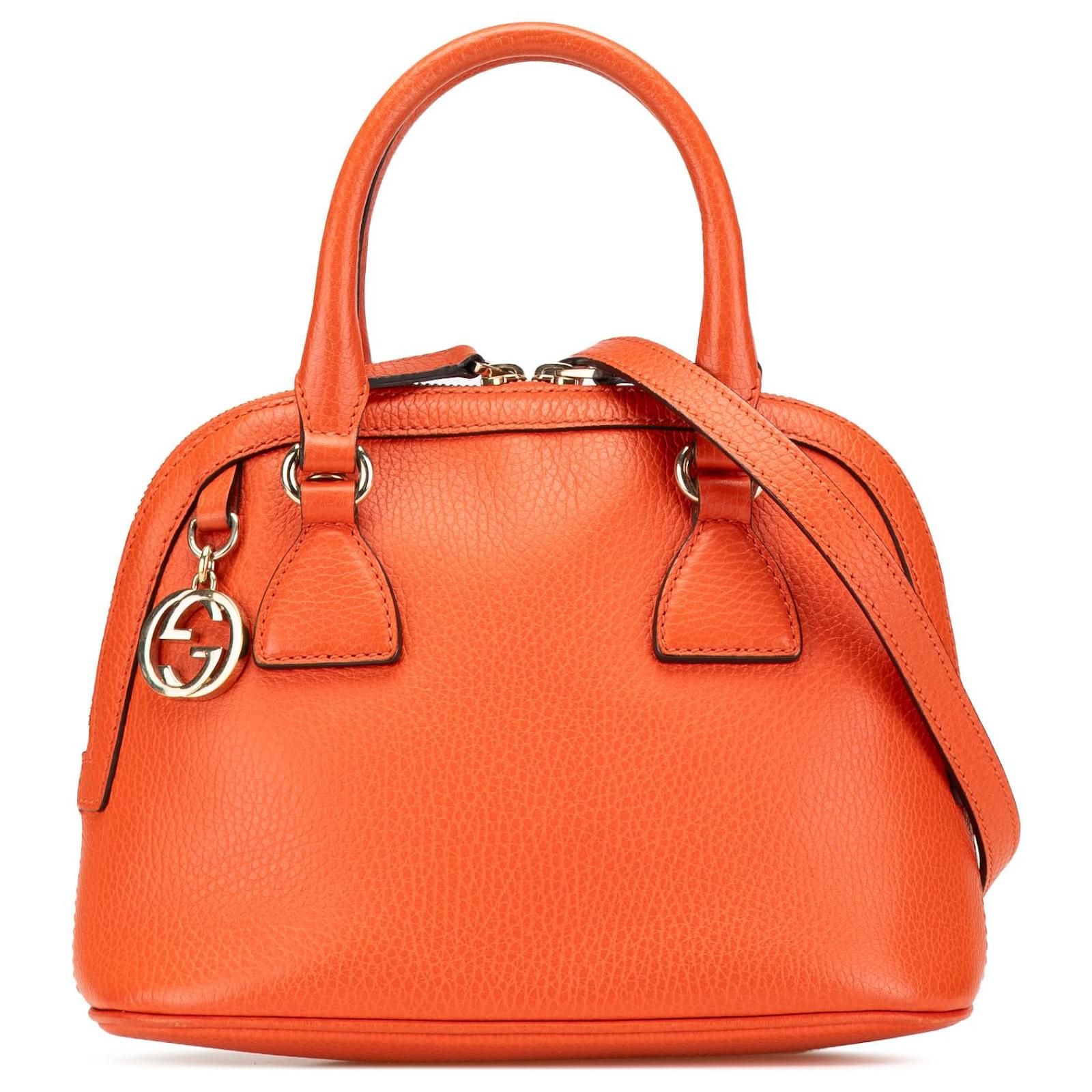 Gucci Orange Mini Leather Interlocking G Dome Satchel Pony-style ...