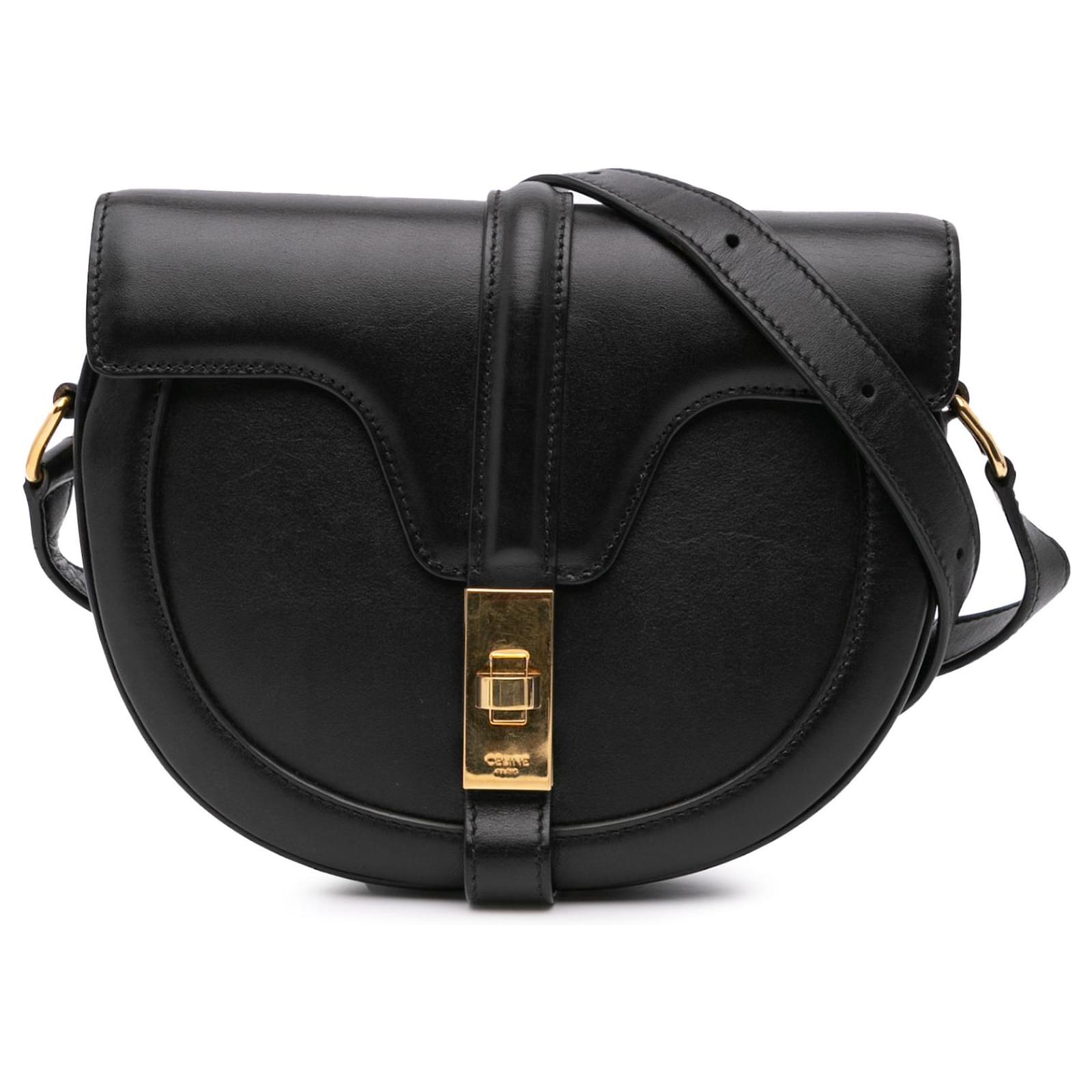 Céline Celine Black Small Calfskin Besace 16 Crossbody Leather Pony ...