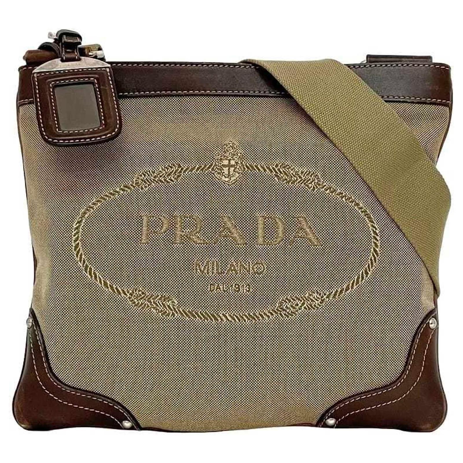 Prada Beige and Brown Shoulder Bag Leather Cloth Cloth ref.2230813 ...