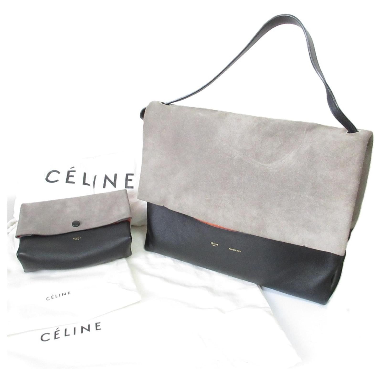Céline Celine Calfskin All Soft One Shoulder Bag Brown Black Leather ...
