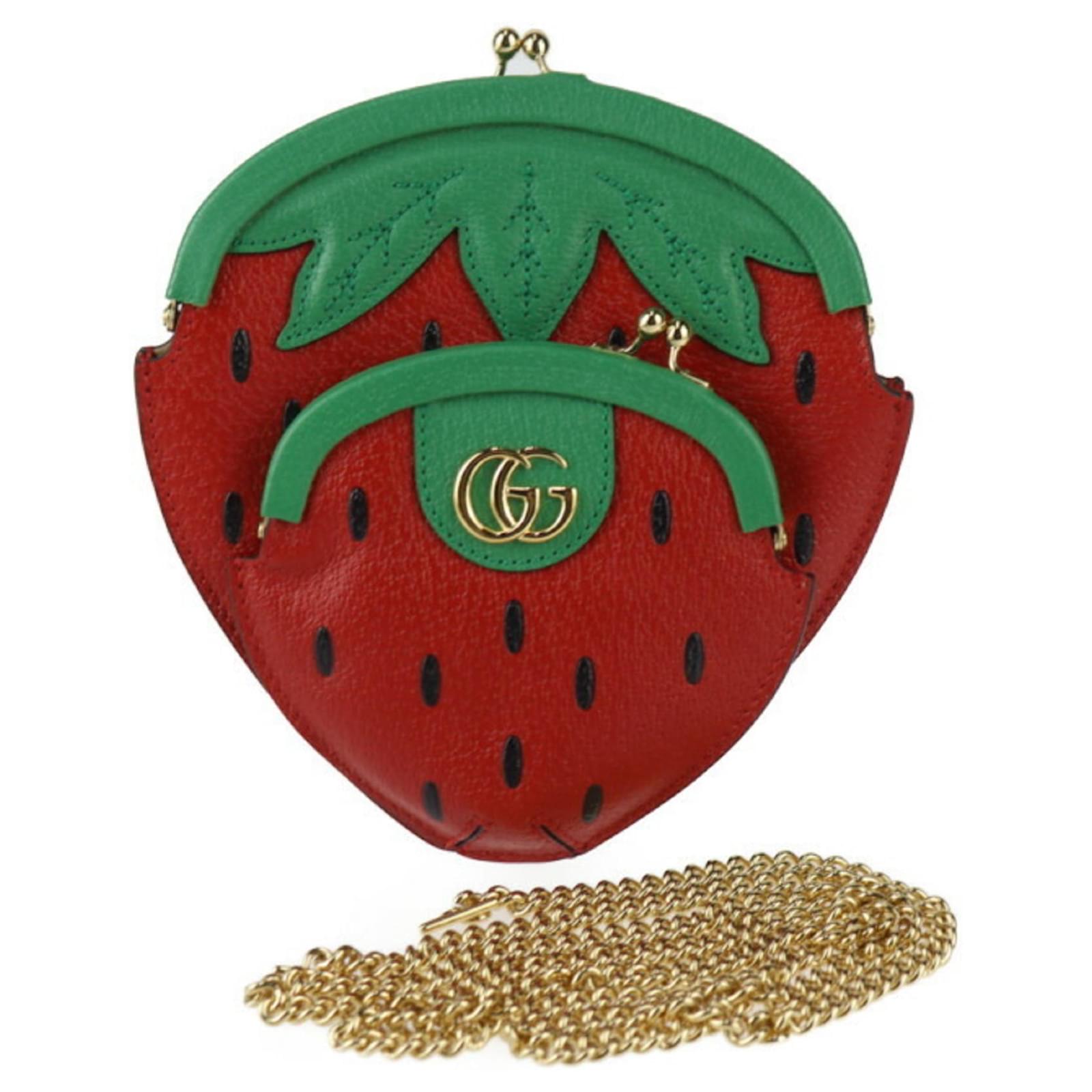 Gucci Strawberry-shaped Pochette Frutini Shoulder Bag Red Green Leather ...