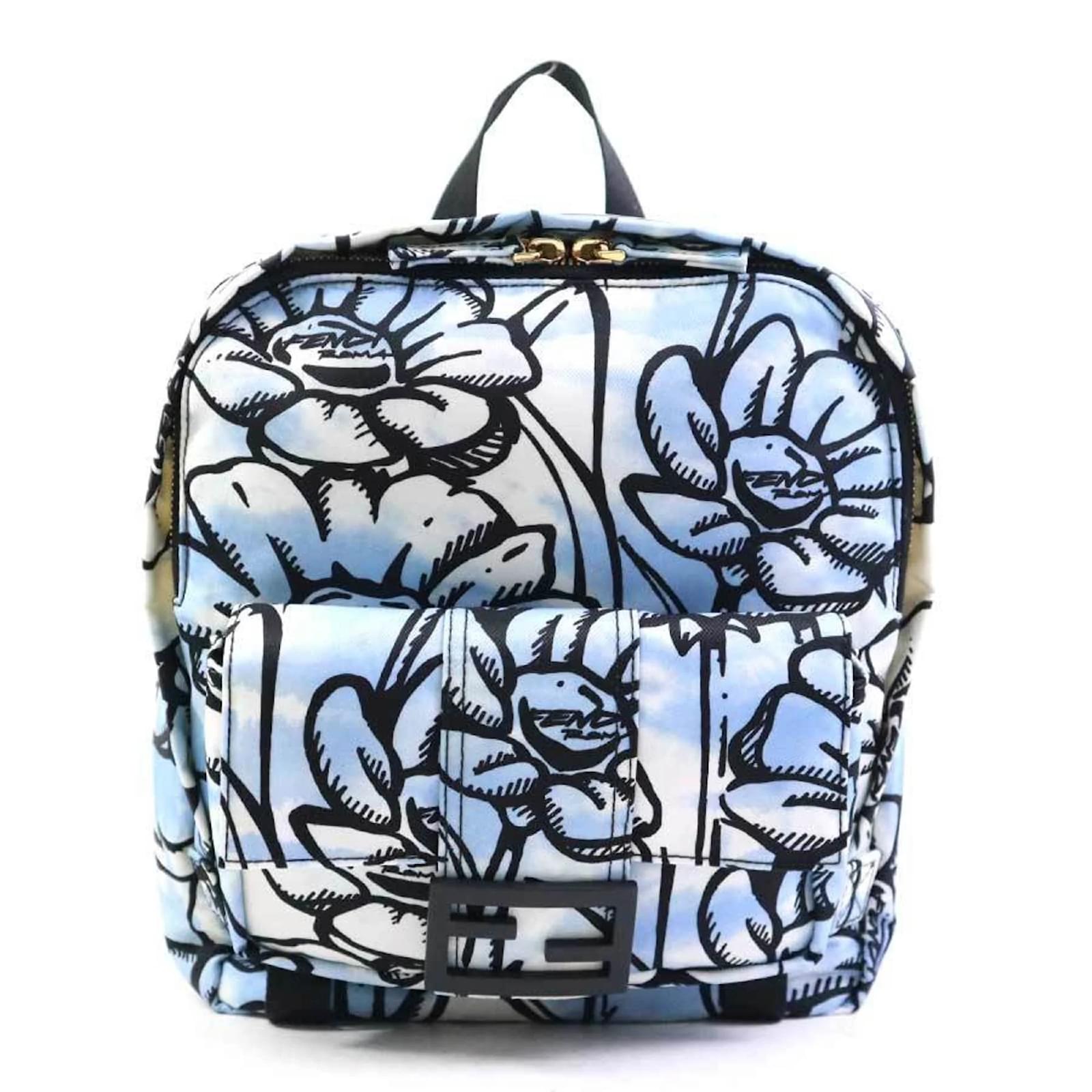 Fendi Nylon Backpack in Black, Blue, and White ref.2234573 - Joli Closet