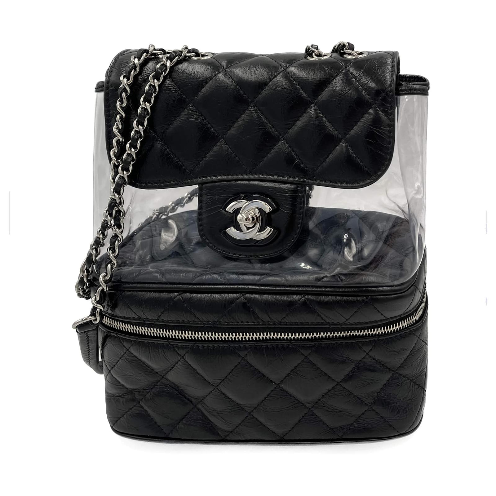 Chanel Acquarium Leather & PVC Shoulder Bag Black ref.2235137 - Joli Closet