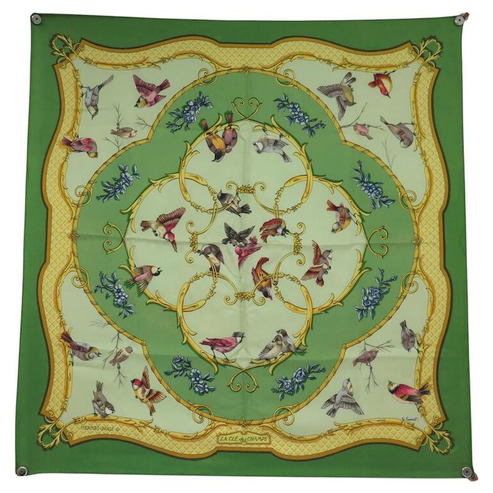 Hermès VINTAGE HERMES SCARF LA CLE DE CHAMPS FACONNET 1965 SQUARE 90 SILK Green ref.2236167 ...