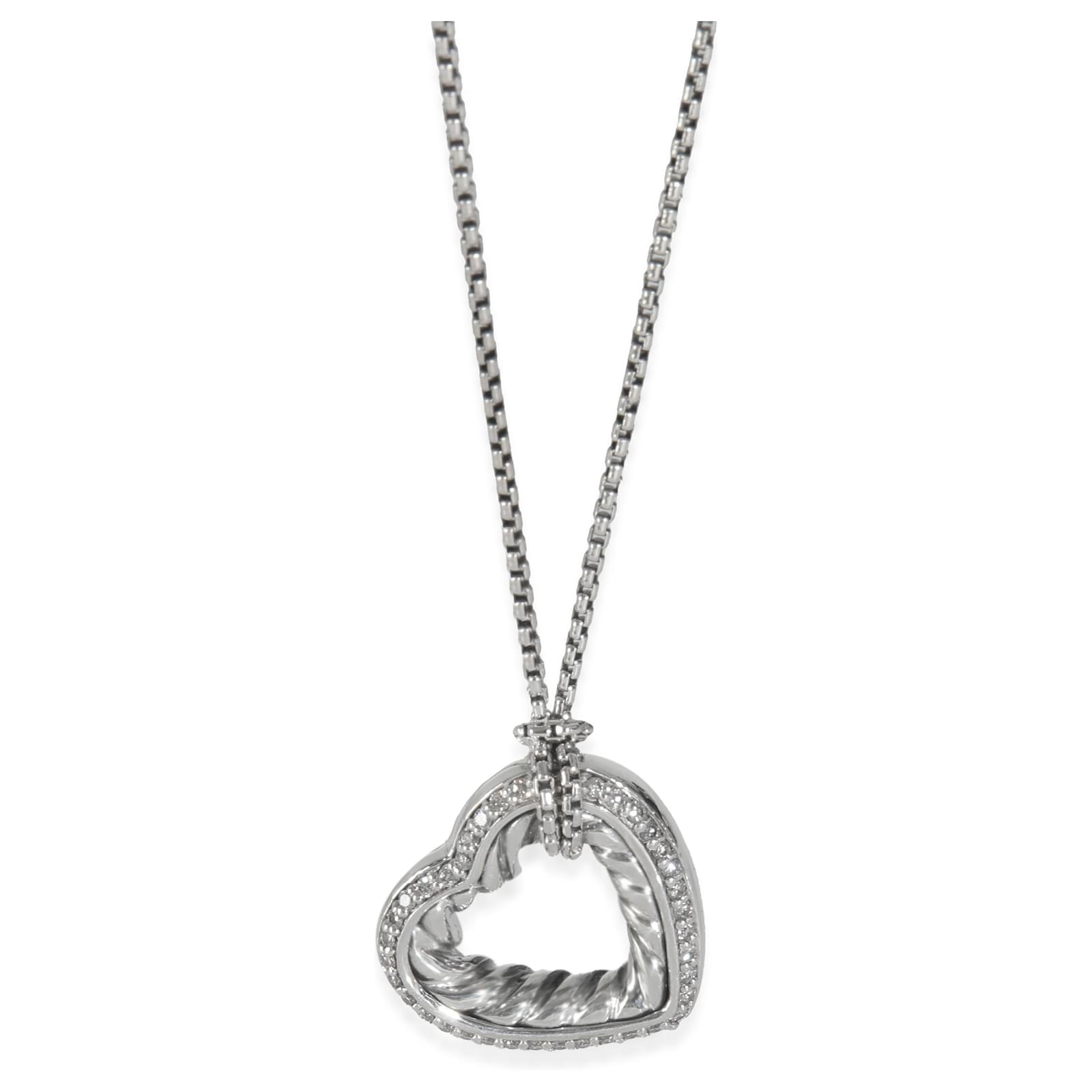 David Yurman Sterling Silver Diamond Cable Heart Pendant ref.2236862 ...