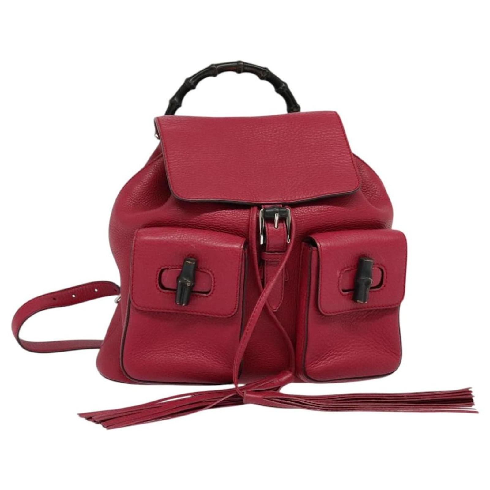 GUCCI Bamboo Backpack Leather Outlet Pink 370833 Auth bs25742 ref.2240476 - Joli Closet