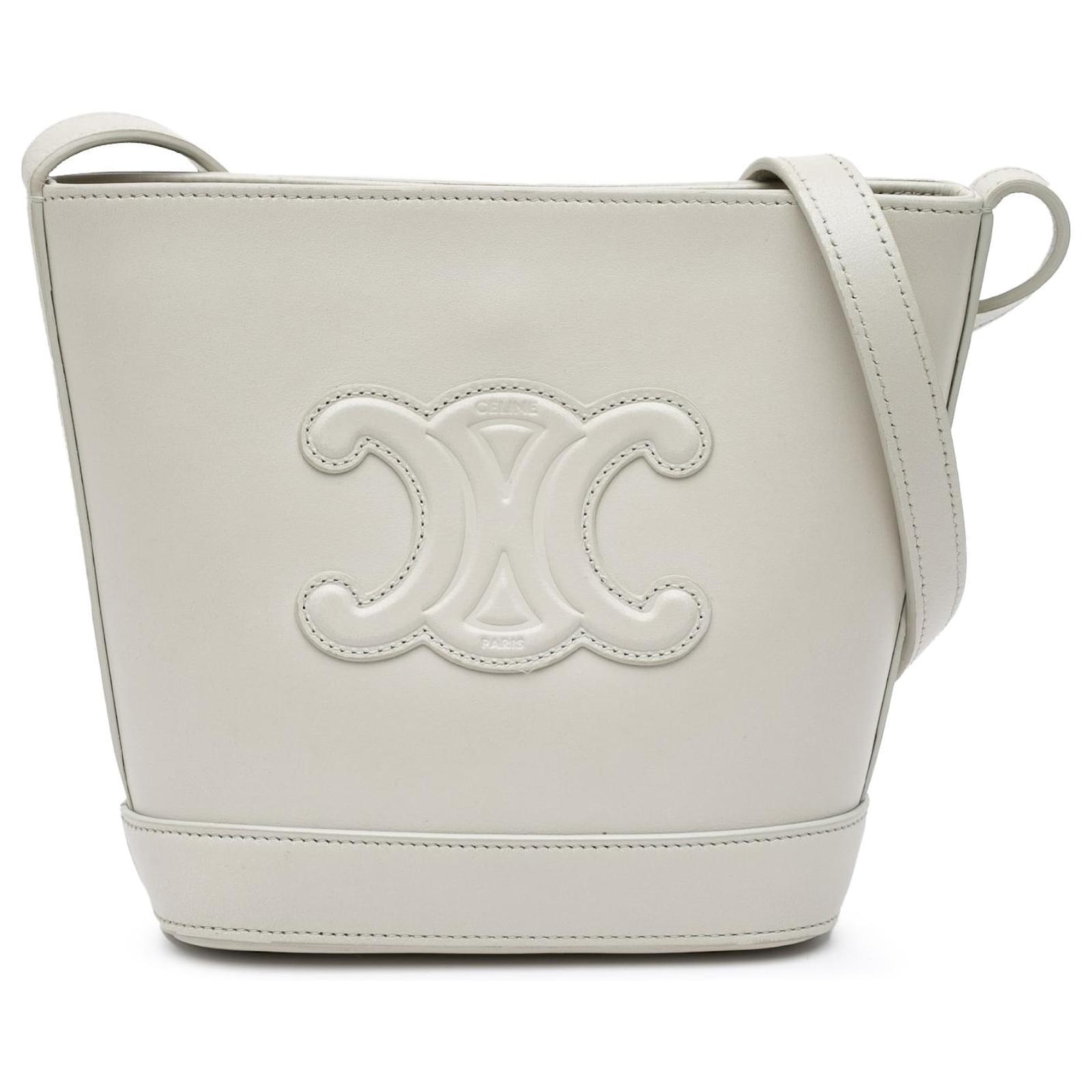 Céline Celine Gray Small Smooth Calfskin Cuir Triomphe Bucket Bag Brown ...