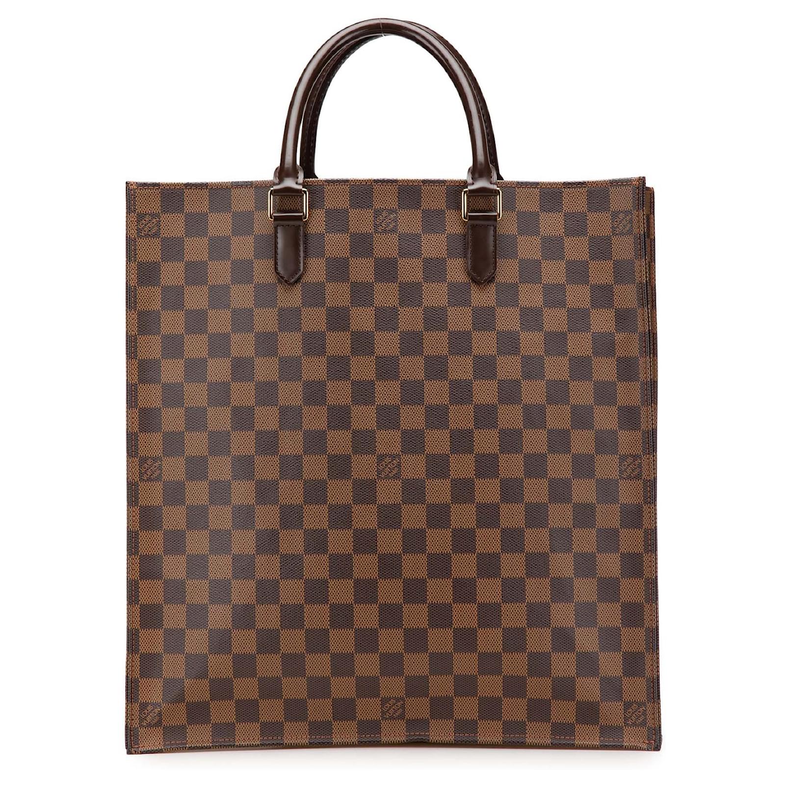 Louis Vuitton Brown Damier Ebene Sac Plat Cloth Pony-style calfskin ref ...