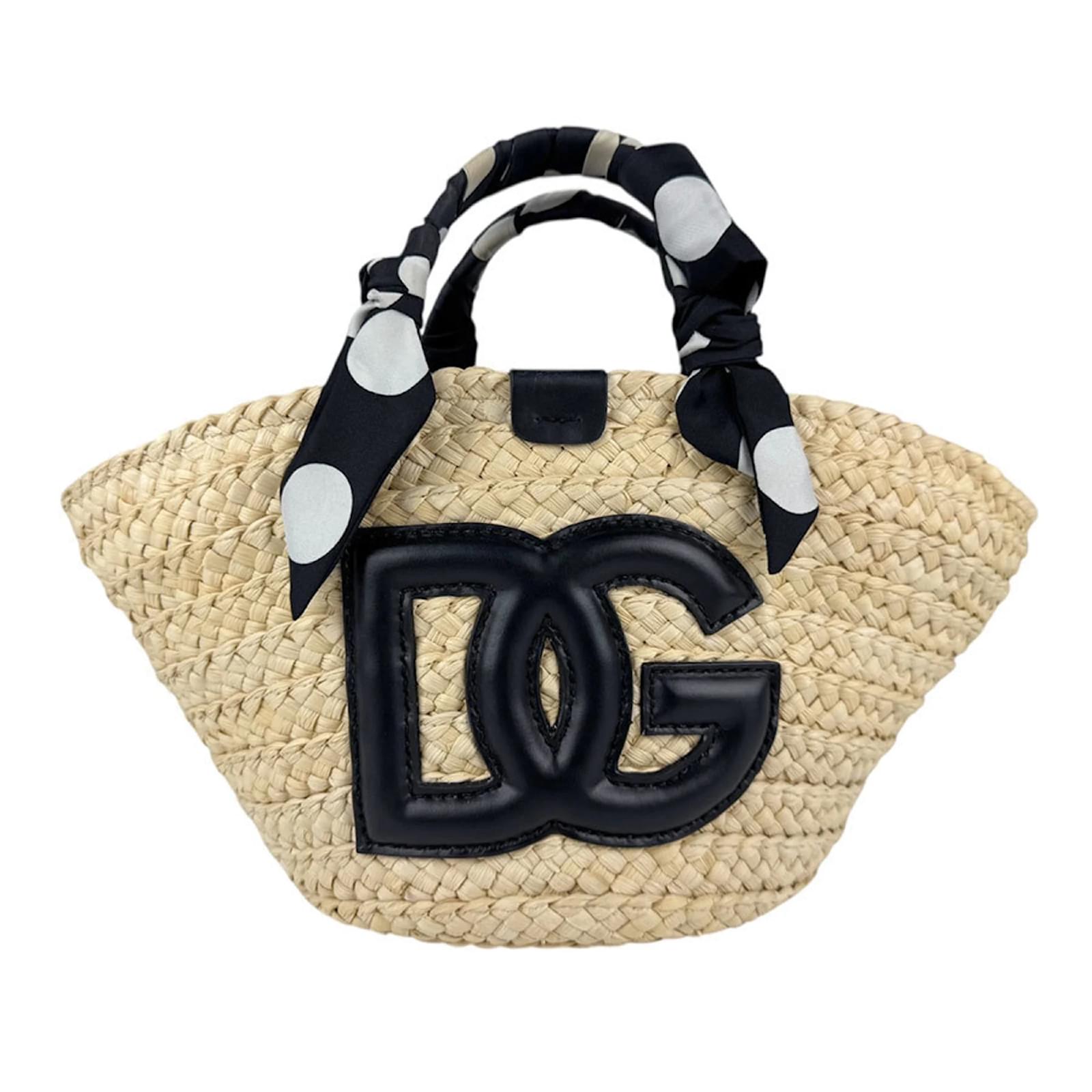 Dolce & Gabbana Kendra Raffia Handbag Black White ref.2247562 - Joli Closet