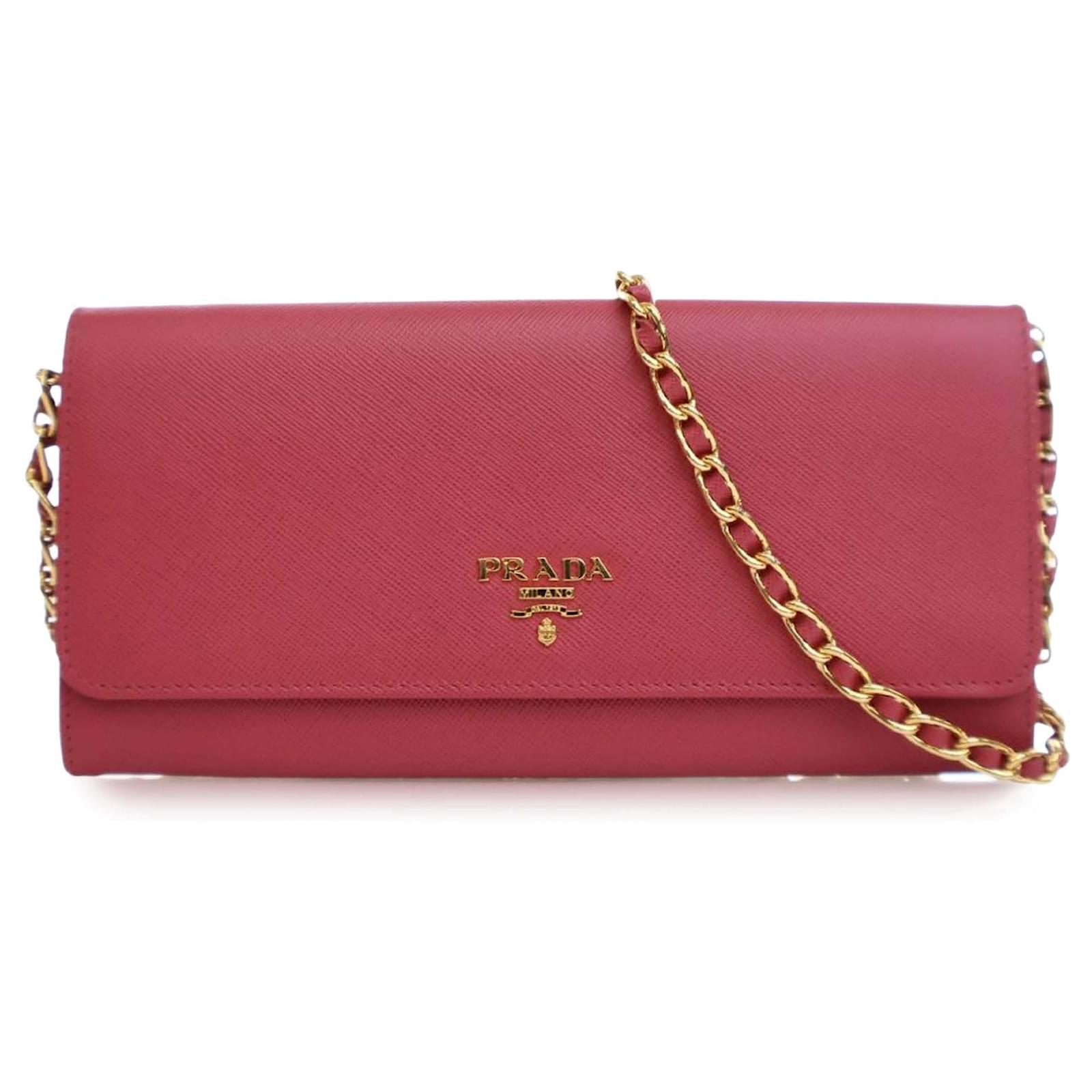 Prada Pink Saffiano Wallet On Chain Leather ref.2249980 - Joli Closet