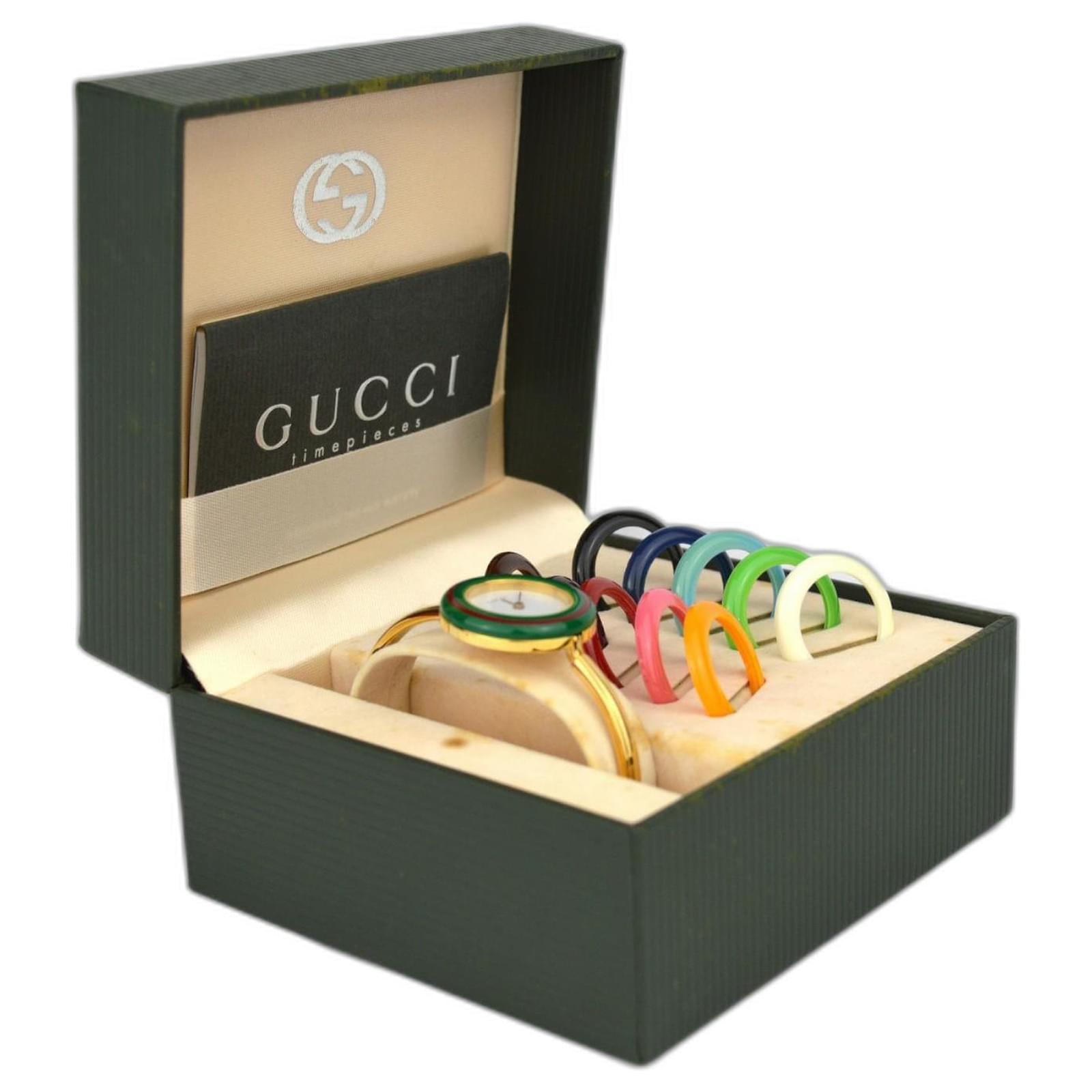 GUCCI CHANGE BEZEL WATCH FULL SET Golden Steel ref.2250799 - Joli Closet