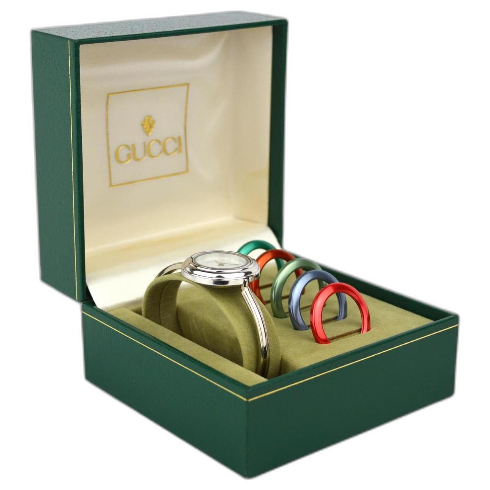 GUCCI CHANGE BEZEL SILVER WATCH FULL SET Silvery Steel ref.2250805 ...