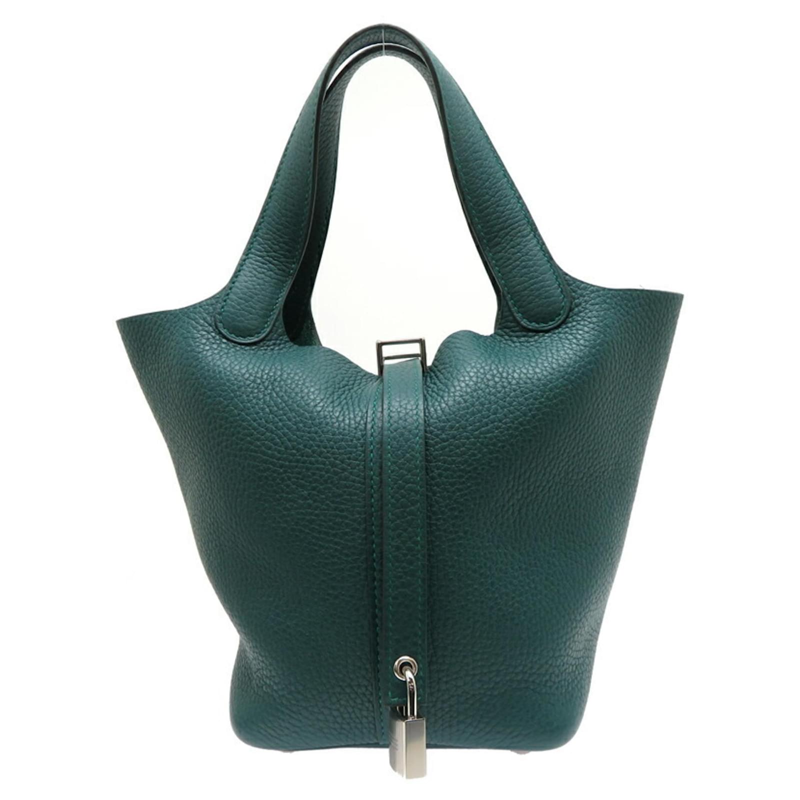 Hermès Hermes Z Stamp Picotin Lock PM Handbag Green Leather ref.2251819 ...