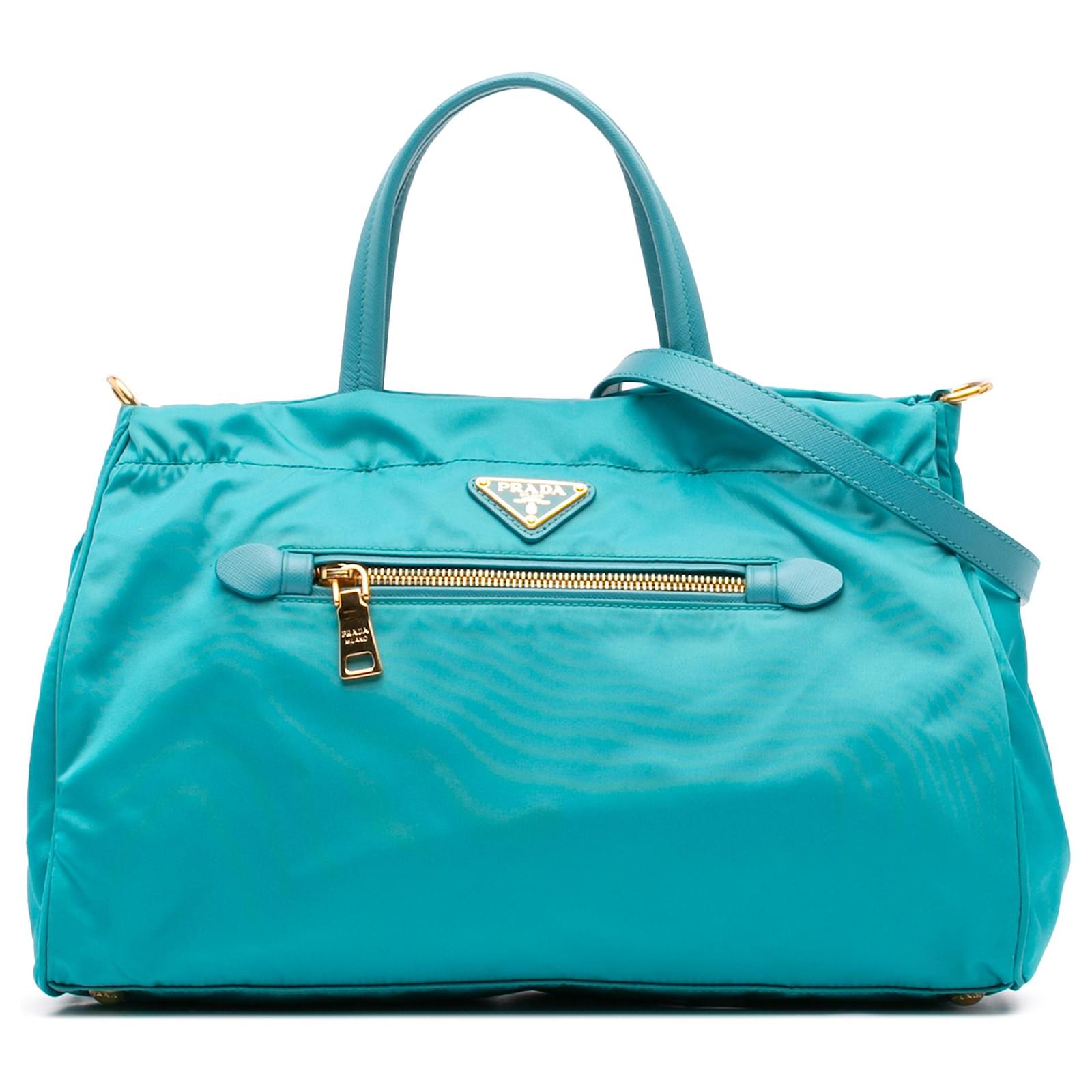 Prada Blue Tessuto Satchel Turquoise Nylon Cloth ref.2253064 - Joli Closet