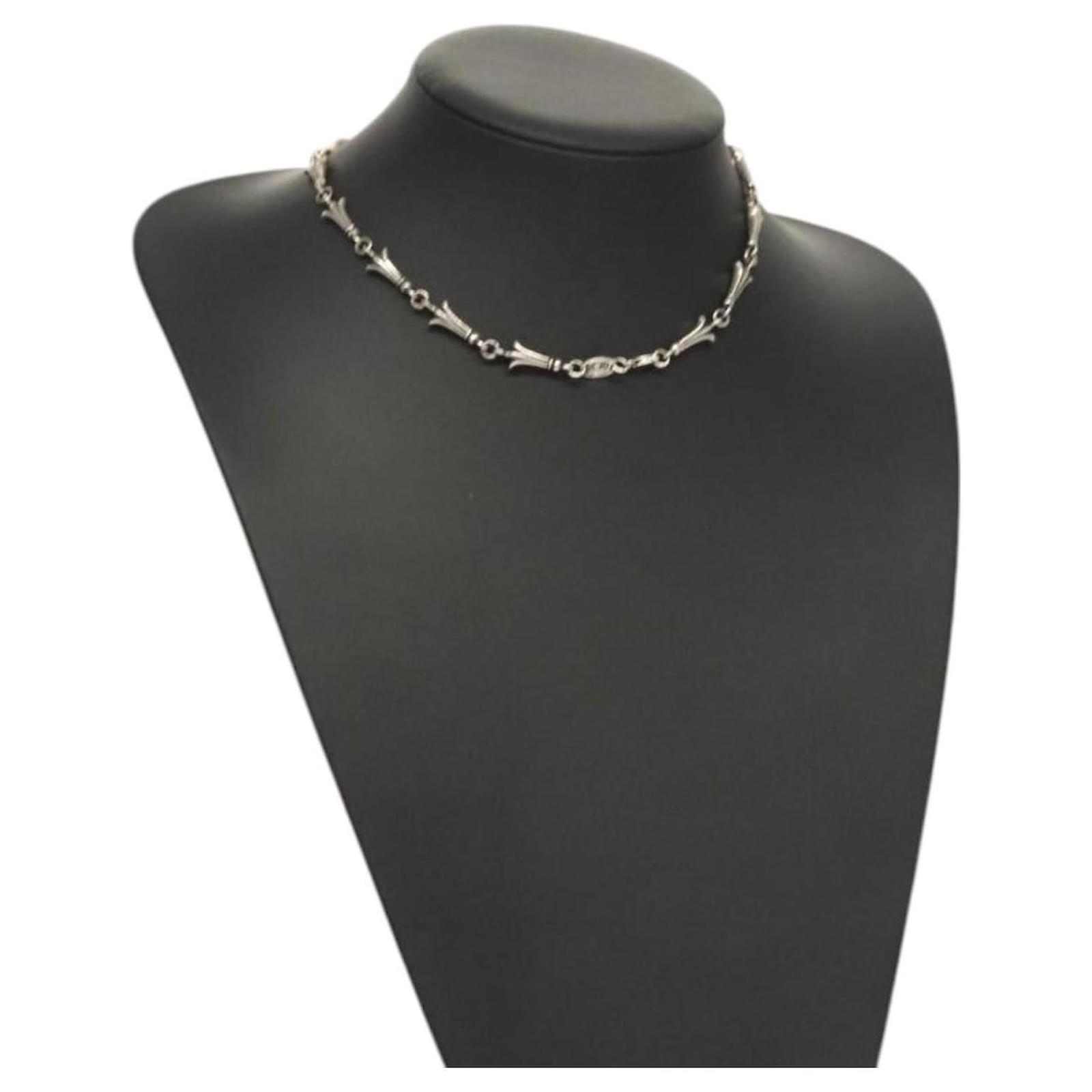 Chrome Hearts Mini Cross Tail Link Necklace Ag925 Silver Auth PP638M ...