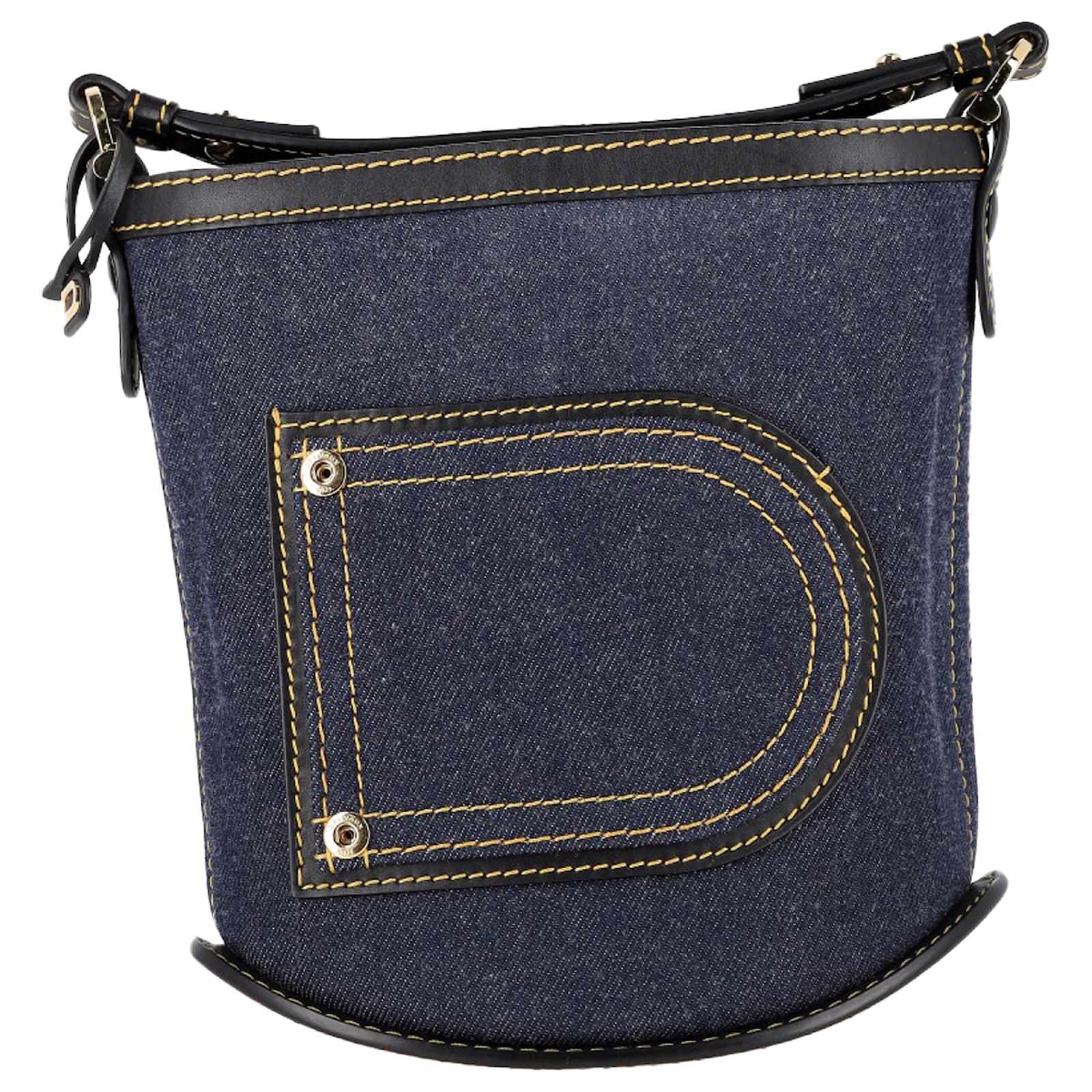 Delvaux Pin Mini Bucket Bag in Blue Denim ref.2263420 - Joli Closet