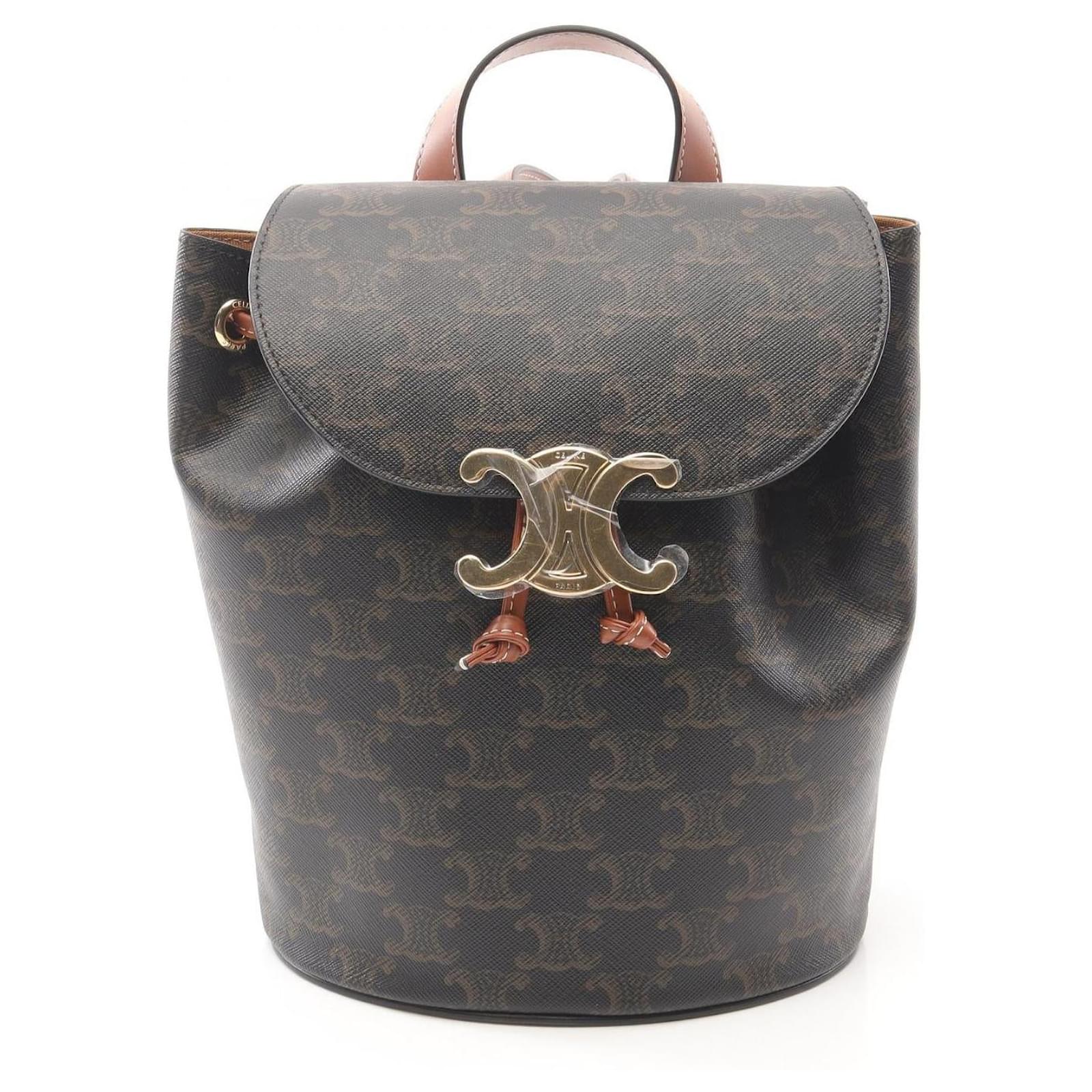 Céline Celine Bonnie Triomphe PVC Coated Canvas Leather Backpack ...