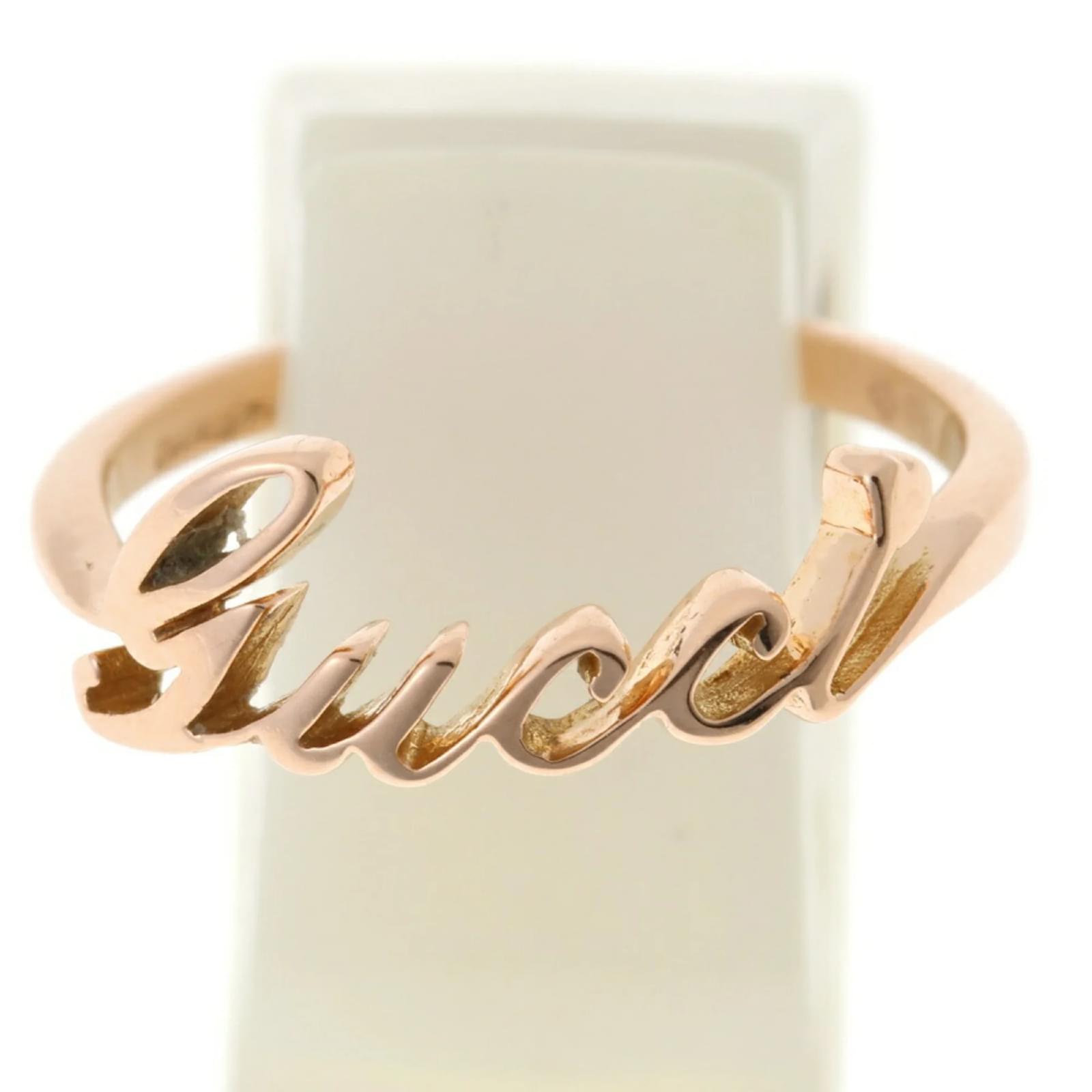 GUCCI Signature 18K Pink Gold Band Ring Golden ref.2267383 - Joli Closet