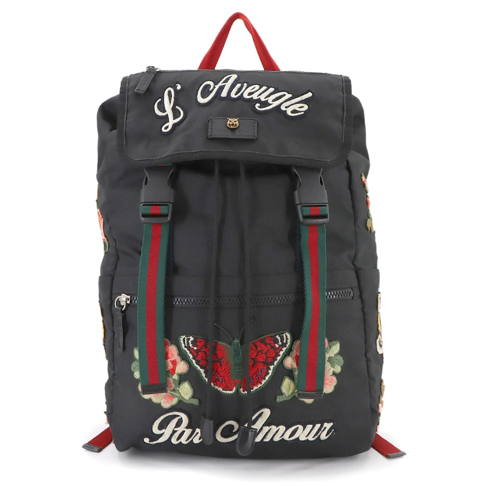 Gucci Black Techno Canvas Leather Backpack Cloth ref.2268202 - Joli Closet