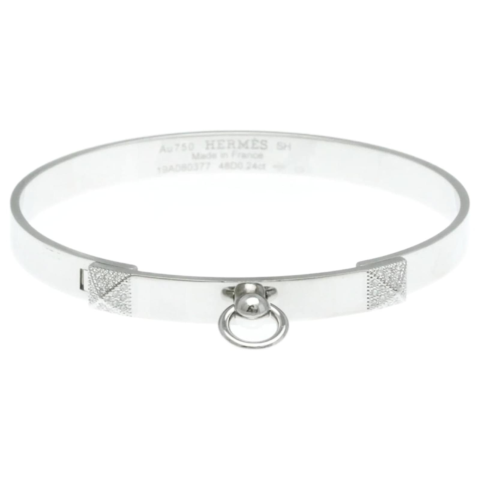Hermès Hermes Collier De Chien Bracelet, Small Model Silvery White gold ...