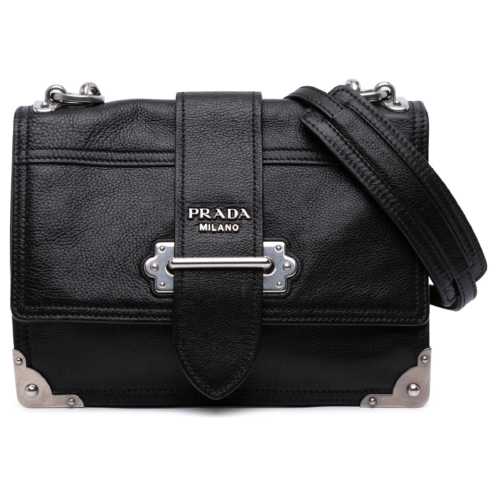 Prada Black Glace Calf Soft Cahier Crossbody Leather Pony-style ...