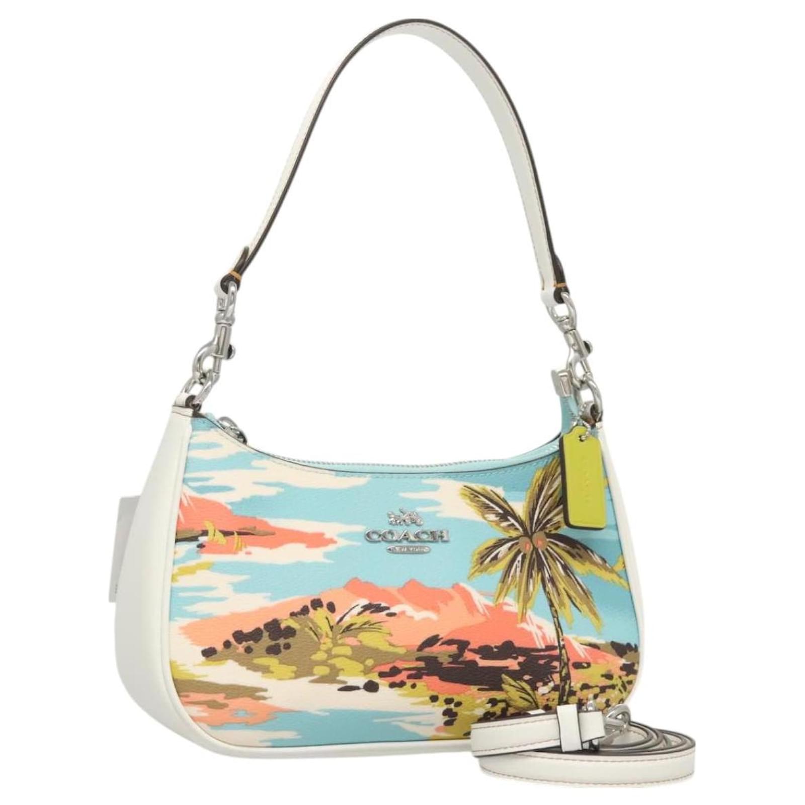 Coach Hand Bag PVC Leather 2way Blue Silver Auth 118675 Silvery ref ...