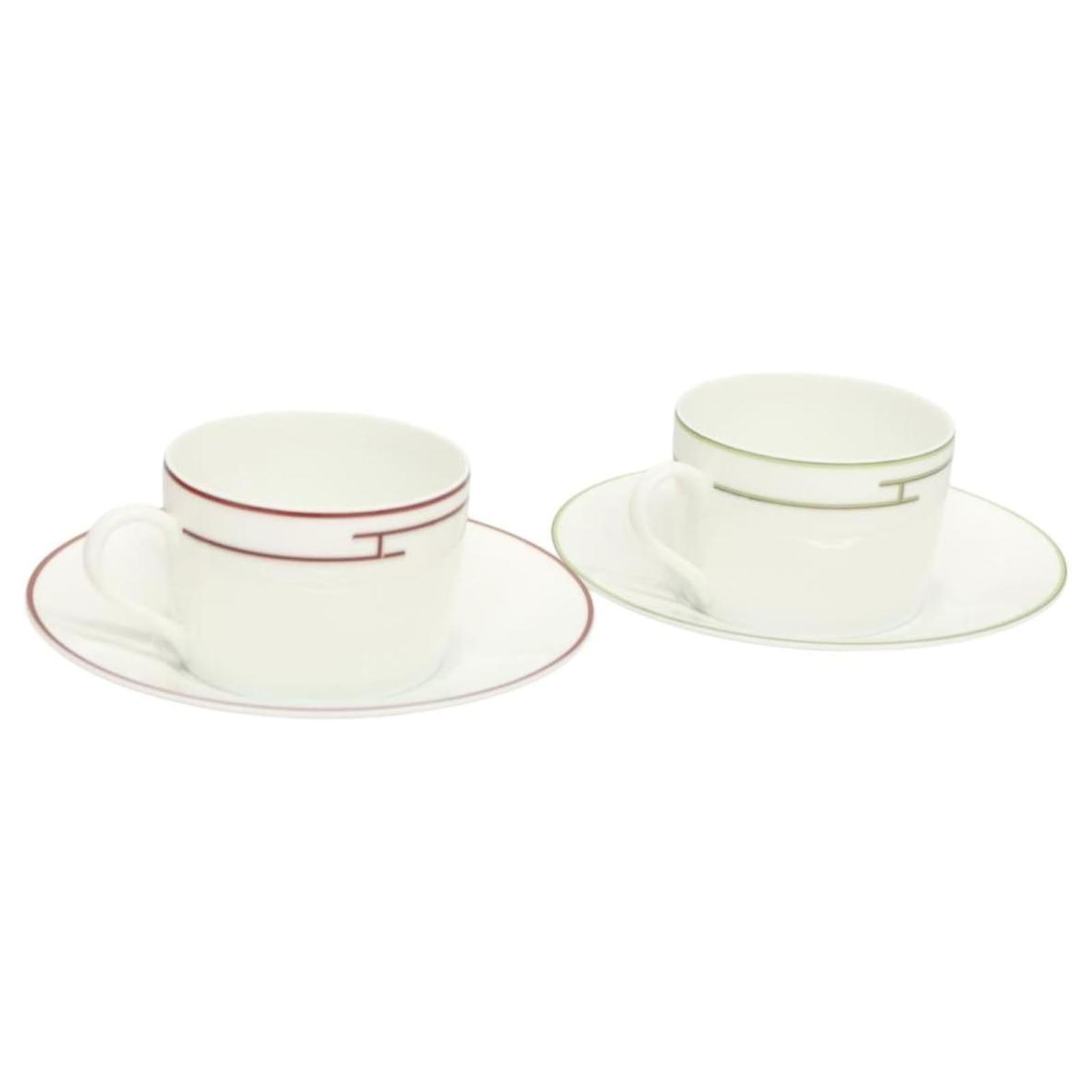 Hermès HERMES Cup And Saucer Set Of 2 Chopsticks Pottery White Auth ...