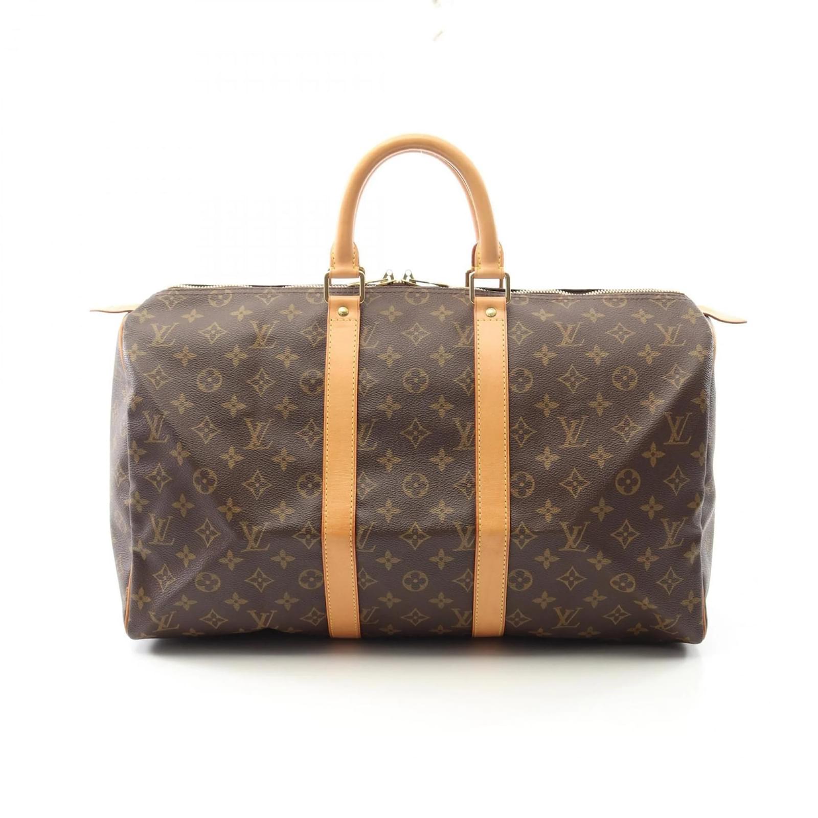 Louis Vuitton Keepall 45 Monogram Boston Bag Brown Leather Cloth ref ...