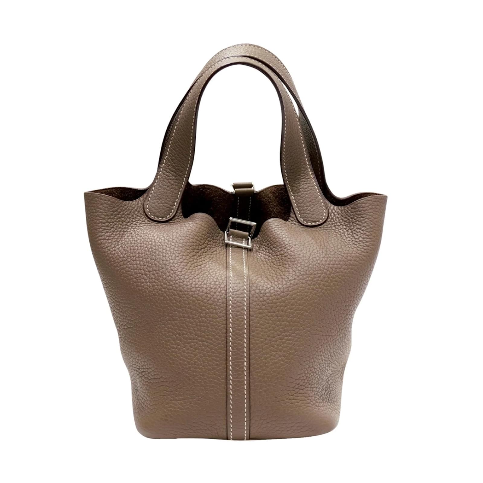 Hermès Hermes Picotin Lock PM Handbag Taupe Leather ref.2279302 - Joli ...