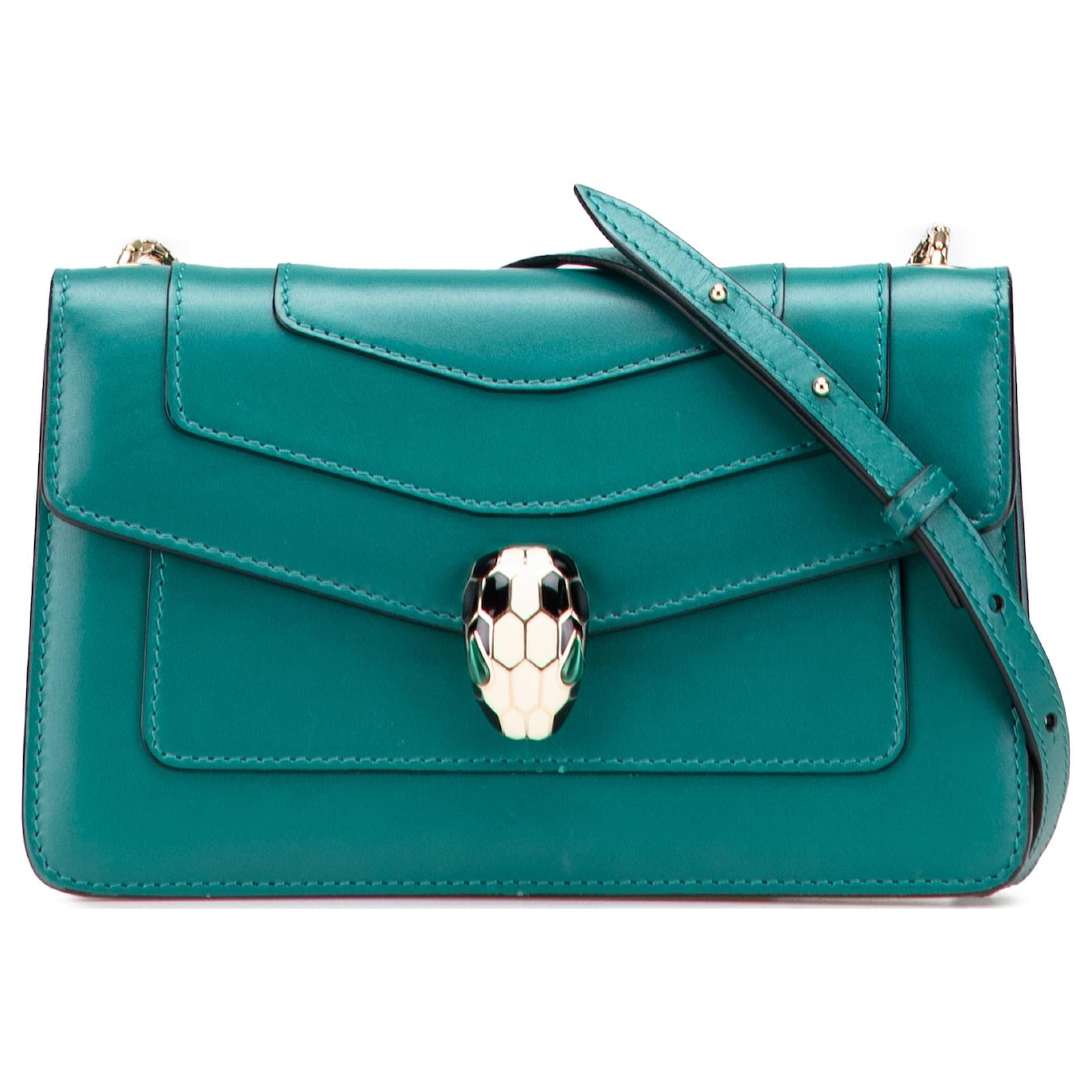 Bulgari Bvlgari Green Leather Serpenti Forever Crossbody Pony-style ...