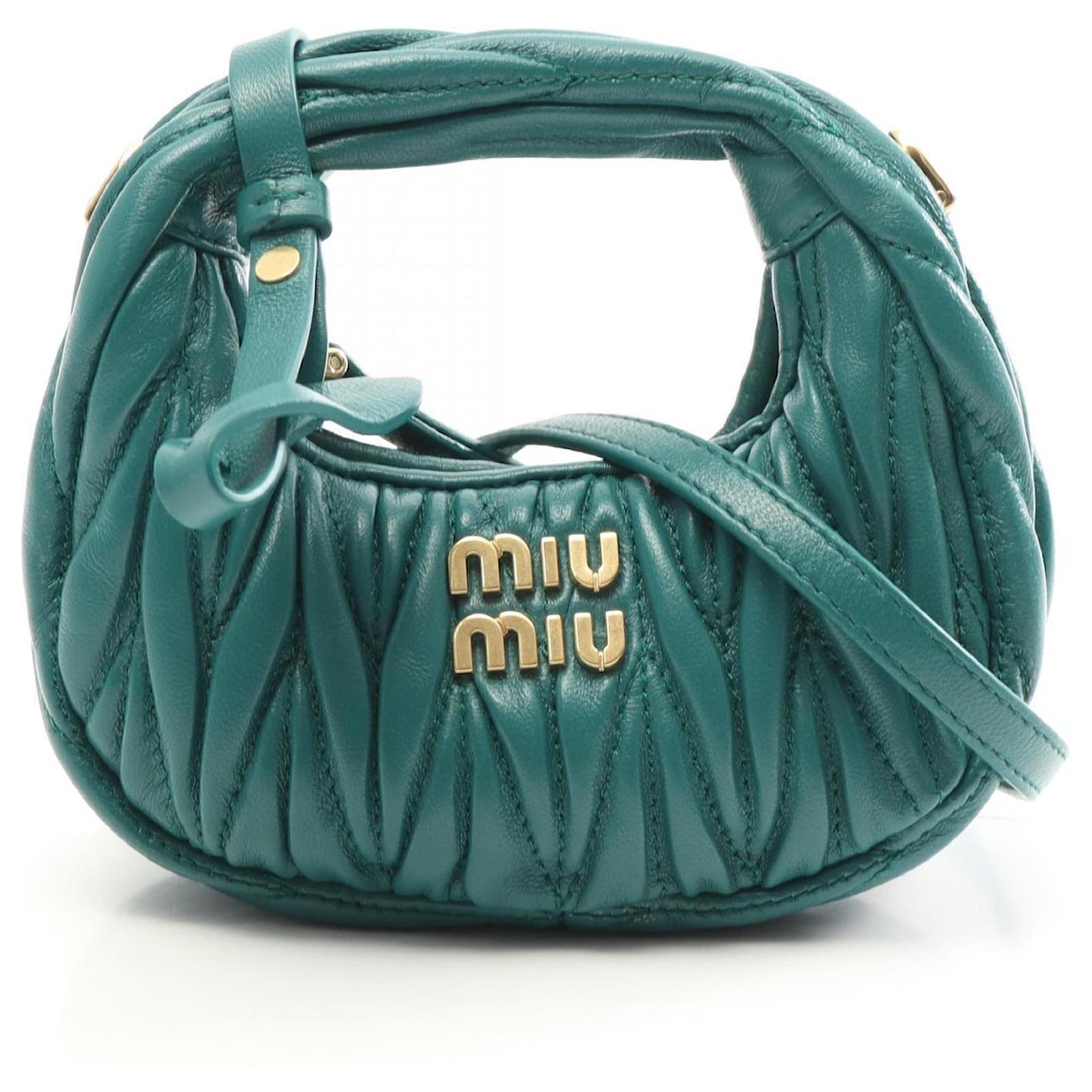 Miu Miu Wonder Matelasse Micro Hobo Bag Green Leather ref.JC2286483 ...