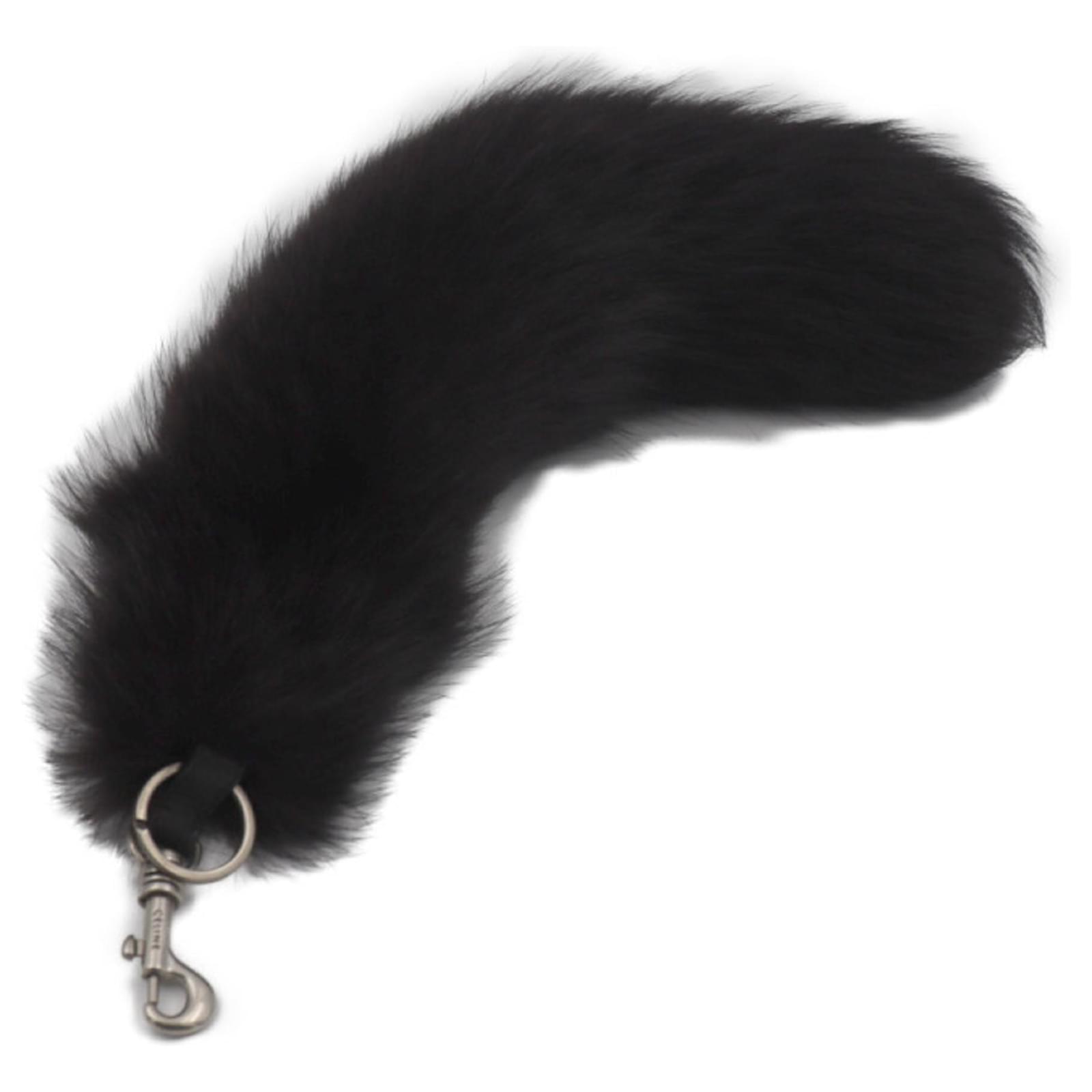 Céline Celine Fox Tail Keyring Black Fur ref.2287119 - Joli Closet